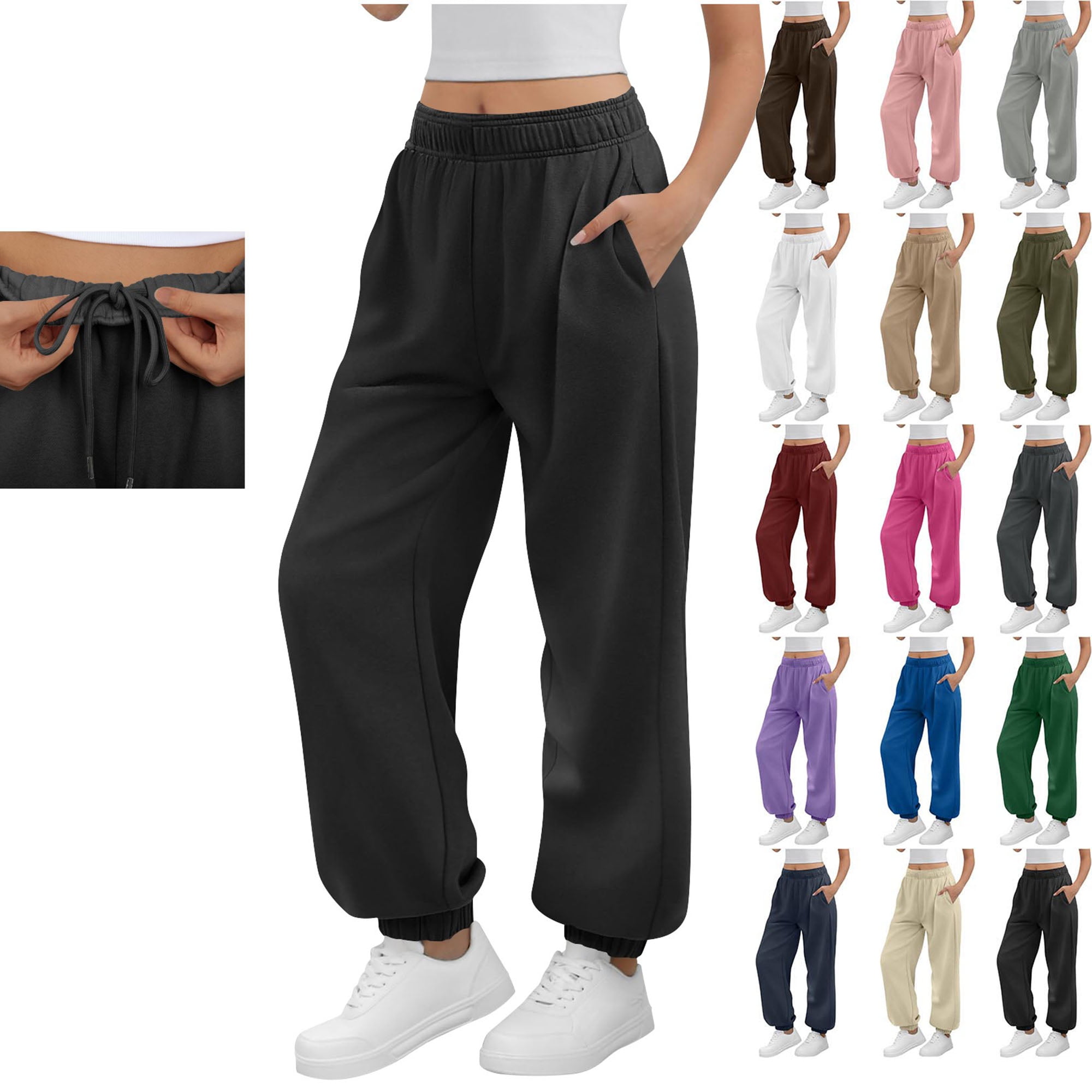 Sweatpants Women with Pockets Outdoor Running Jogger Pants Elastic ...