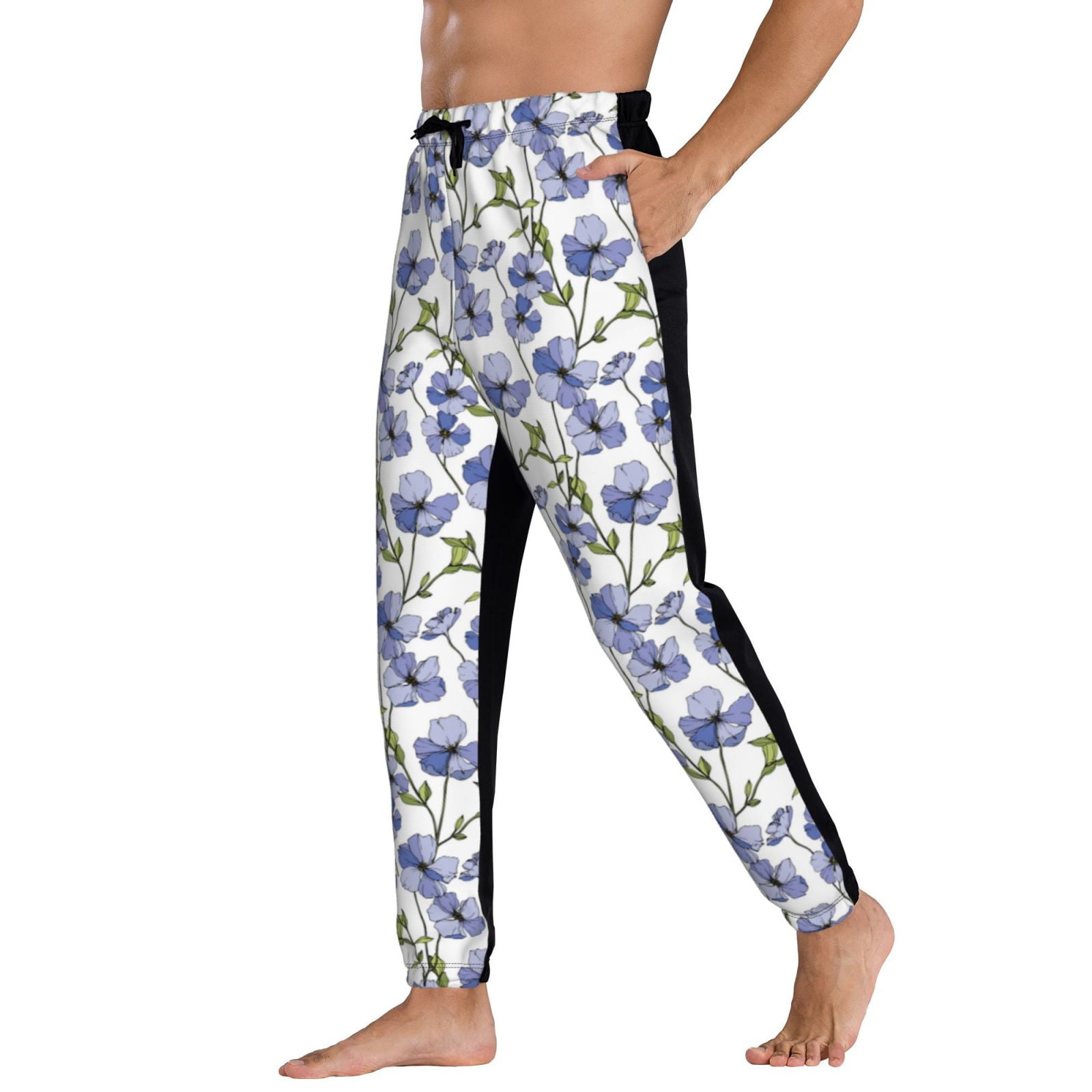 Sweatpants for Men - Blue flax flowers Workout Jogger for Men ...
