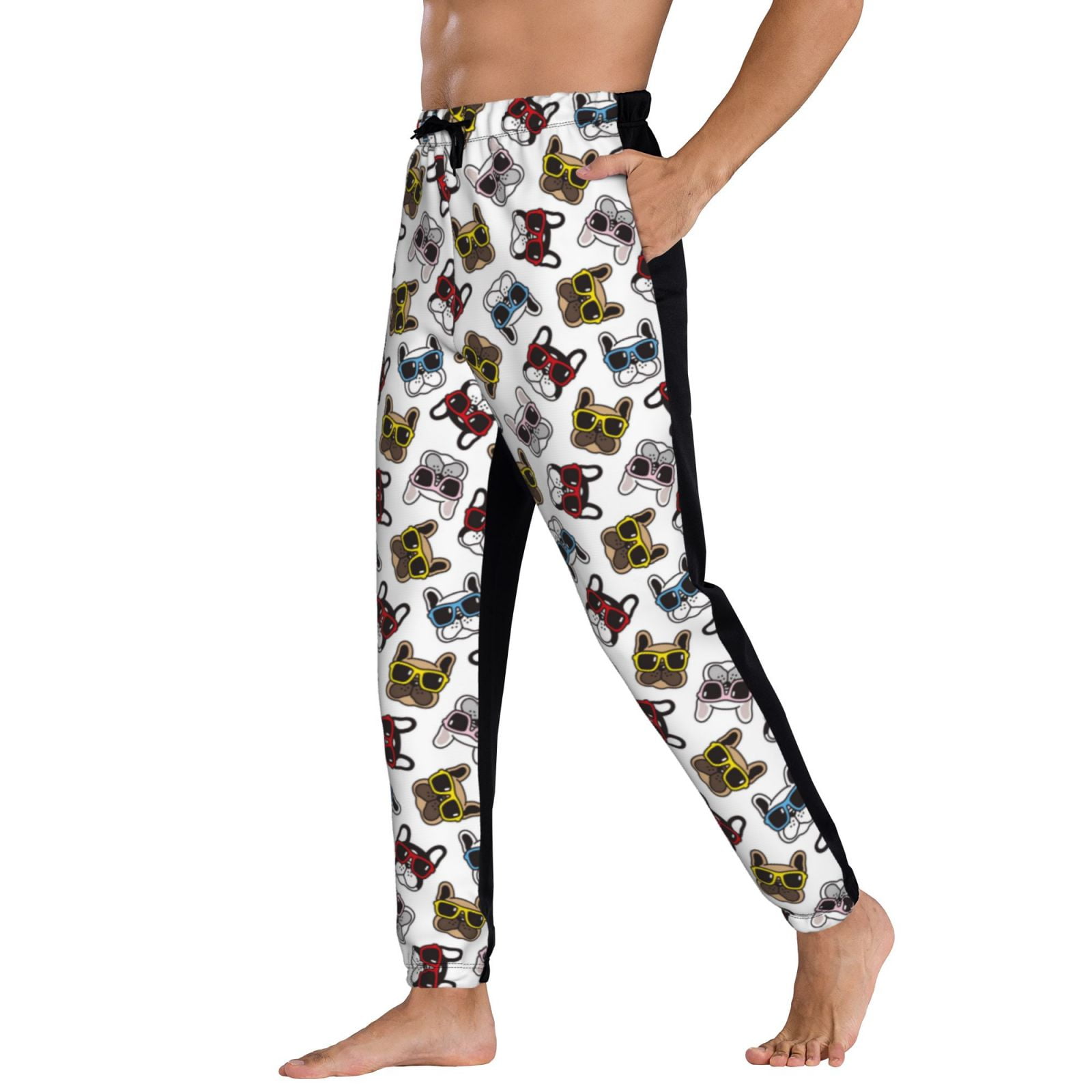 Sweatpants for Men - Bulldog Sunglasses Face Adjustable Elastic Band ...