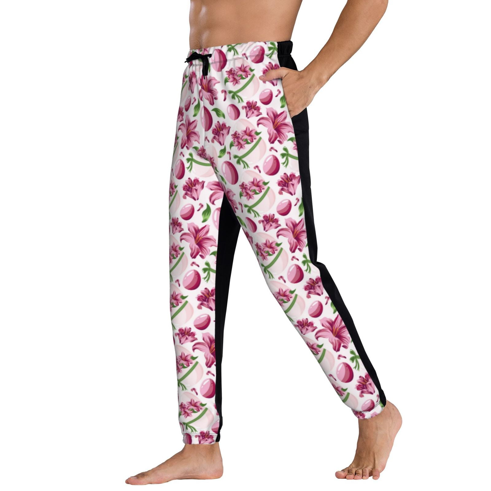 Sweatpants for Men - Colorful Eggs Lilies Flowers Workout Jogger for ...