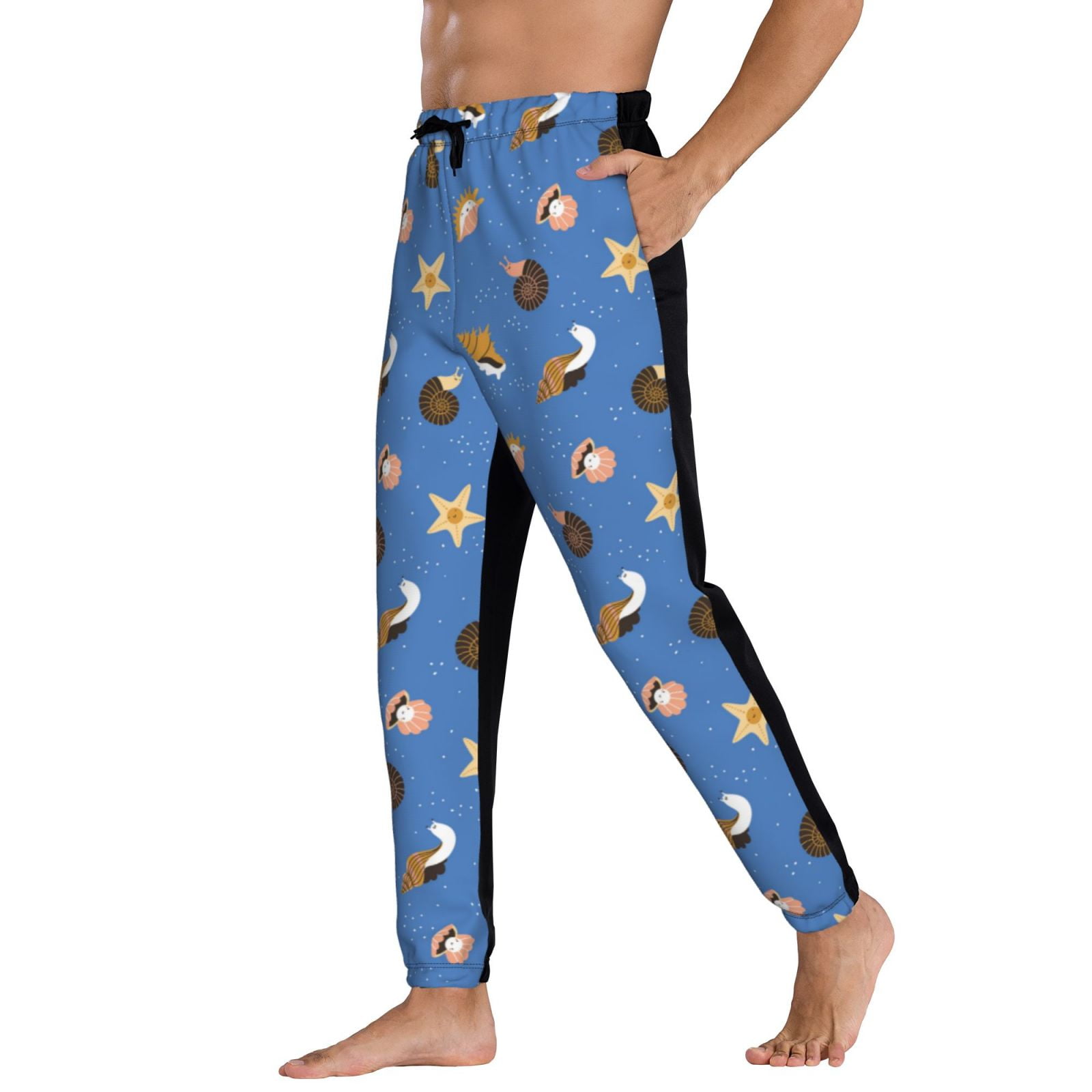Sweatpants for Men - Conch Shell Blue Adjustable Elastic Band Mens ...