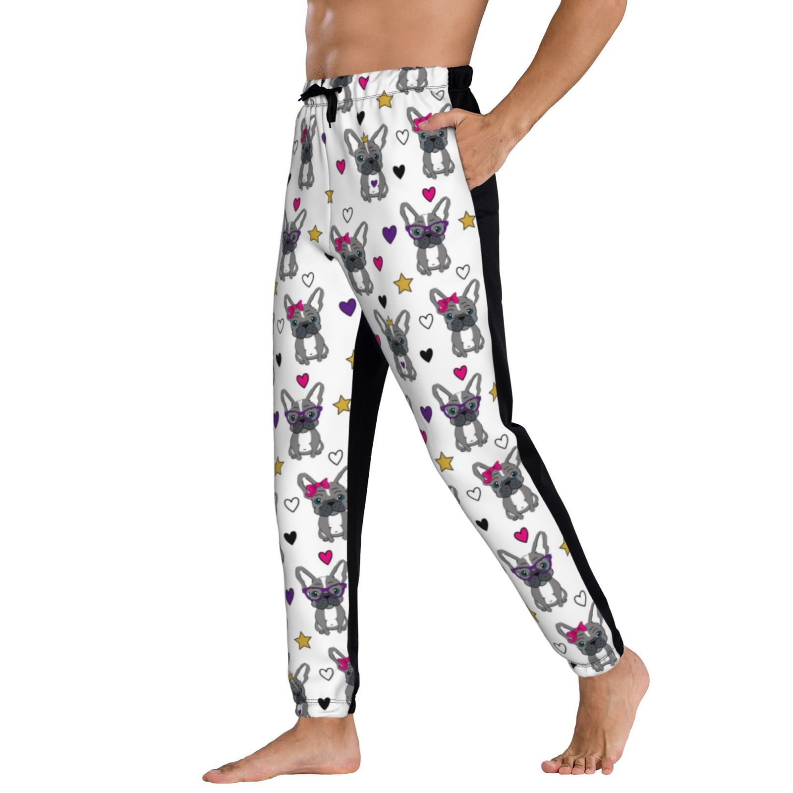 Sweatpants for Men - Cute French Bulldog Love Stars Workout Jogger for ...