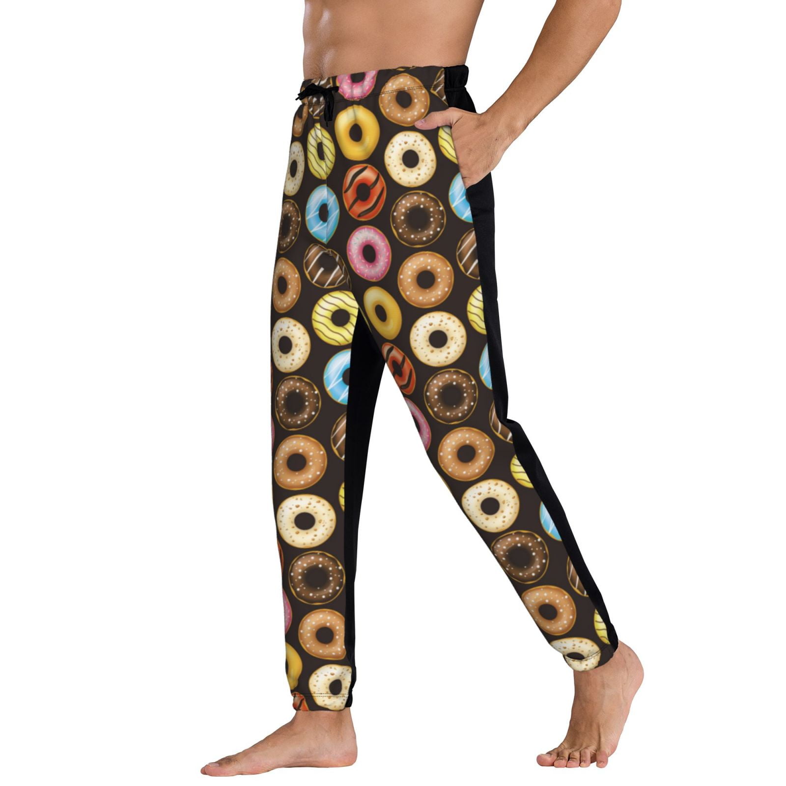 Sweatpants for Men - Donut Print No.9036 Adjustable Elastic Band Mens ...