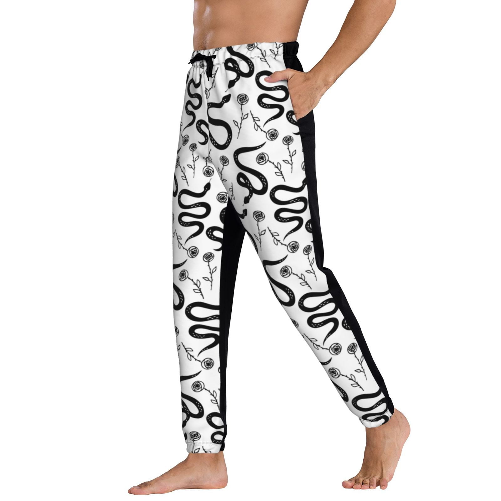 Sweatpants for Men - Funny Black Snake Rose Workout Jogger for Men ...