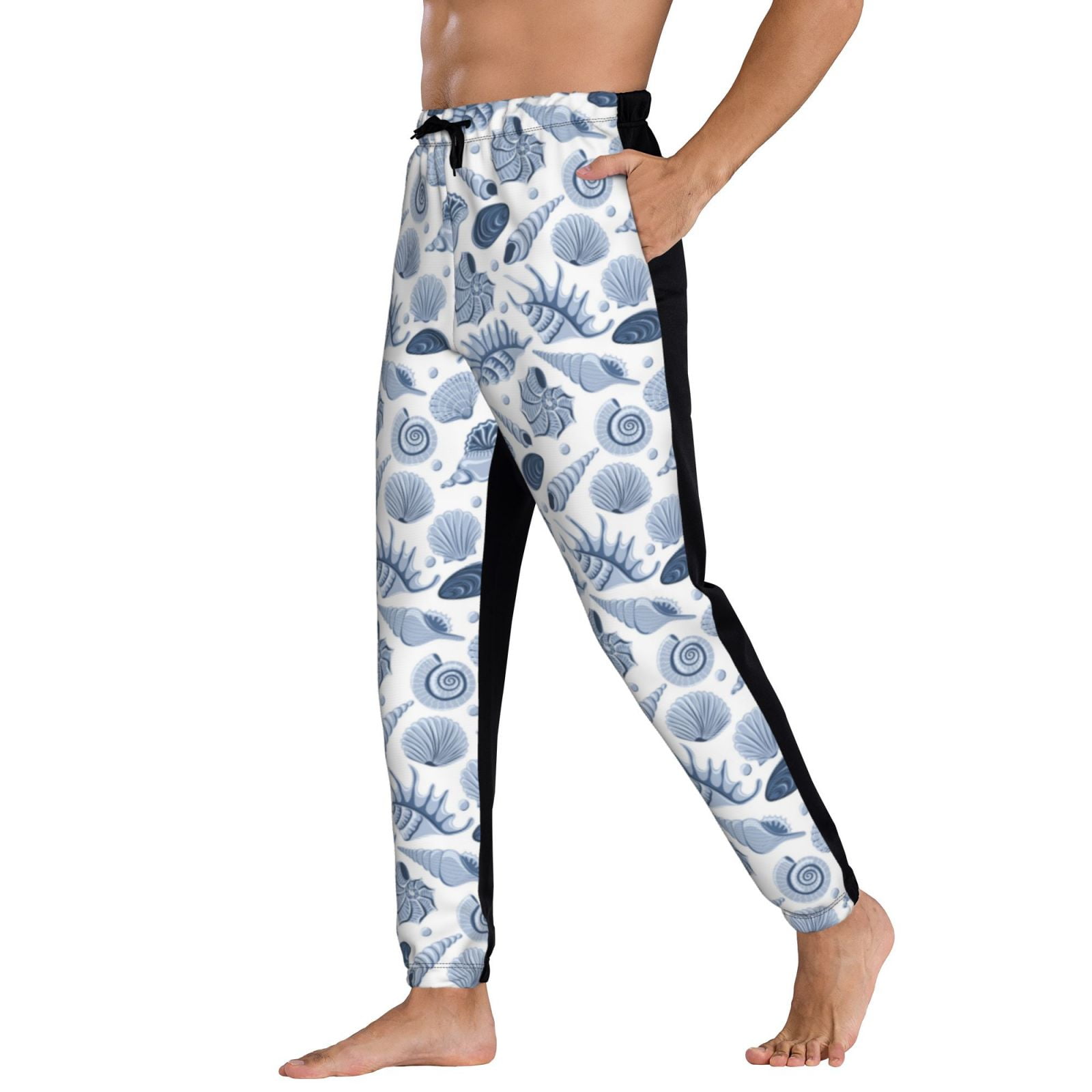 Sweatpants for Men Gray Conch Shell Drawstring Workout Jogger with ...