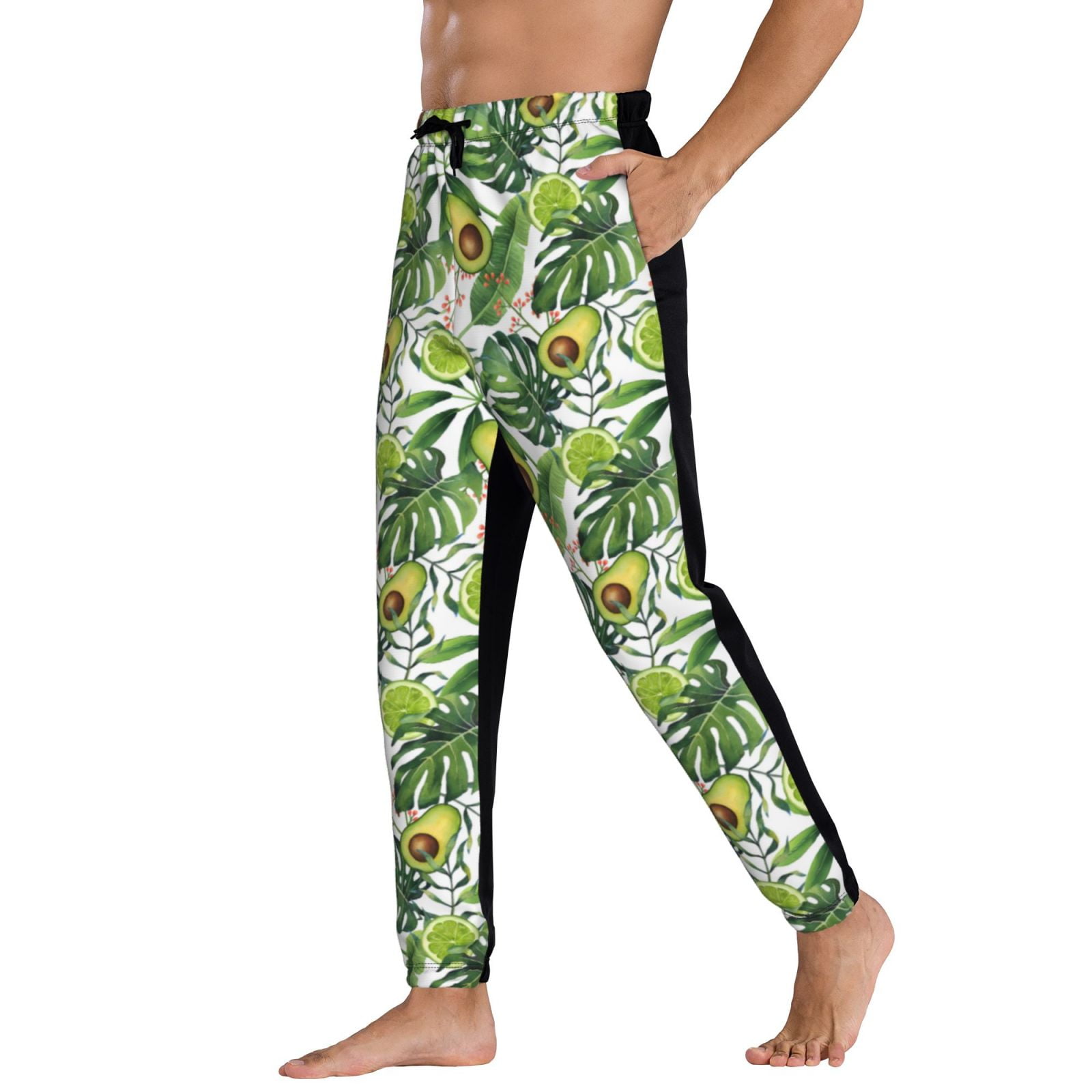 Sweatpants for Men Green Tropical Drawstring Workout Jogger with ...