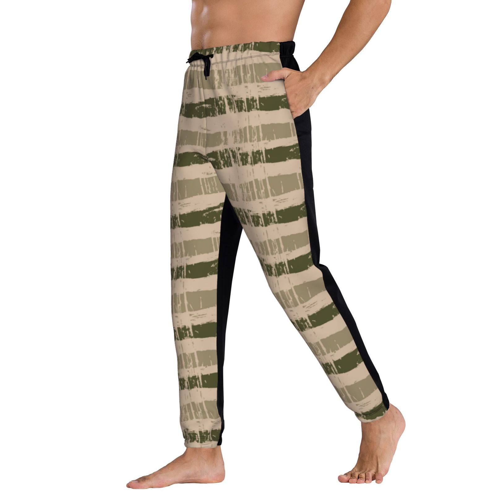 Sweatpants for Men - Horizontal Striped Camouflage Adjustable Elastic ...