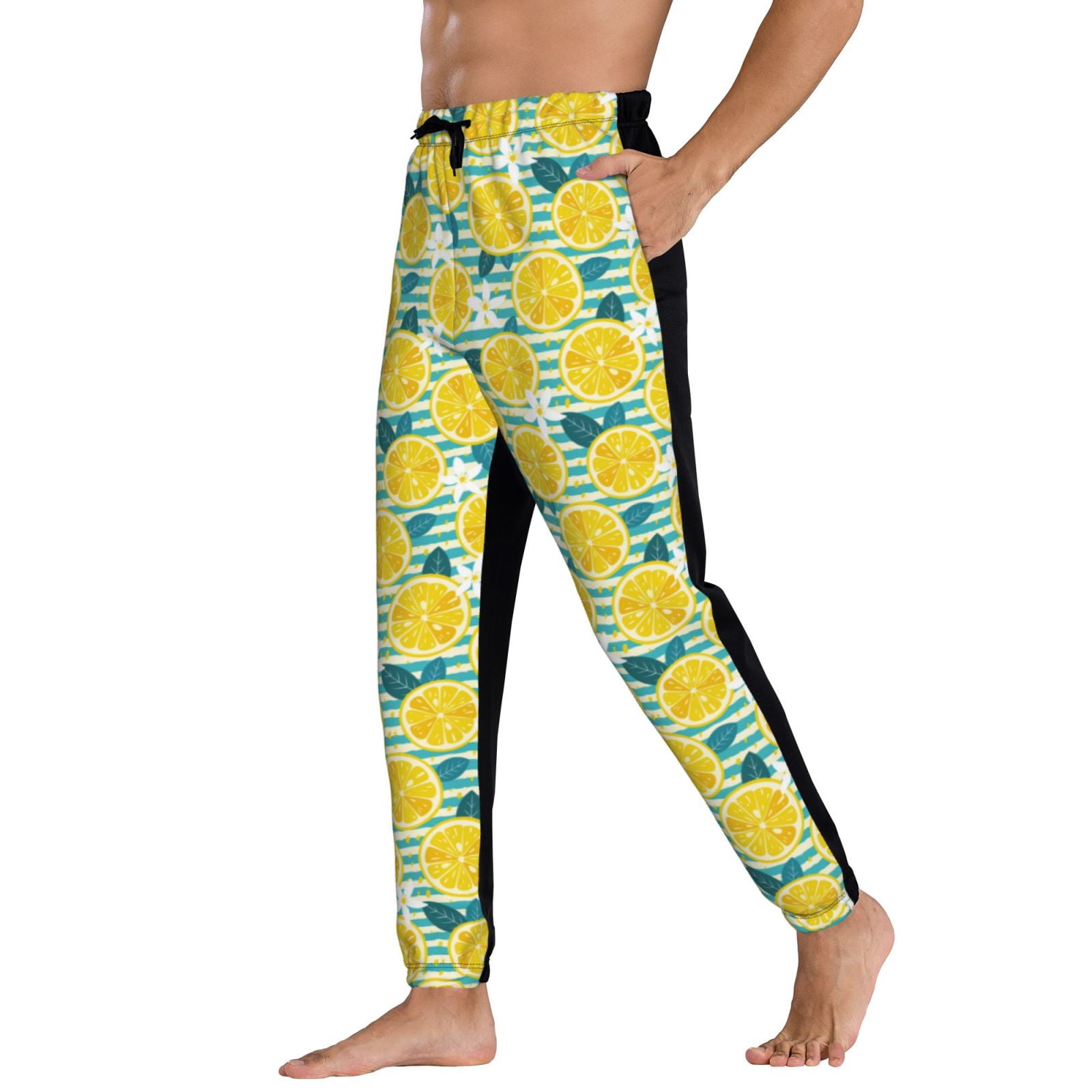Sweatpants for Men - Lemon flower Adjustable Elastic Band Mens Joggers ...