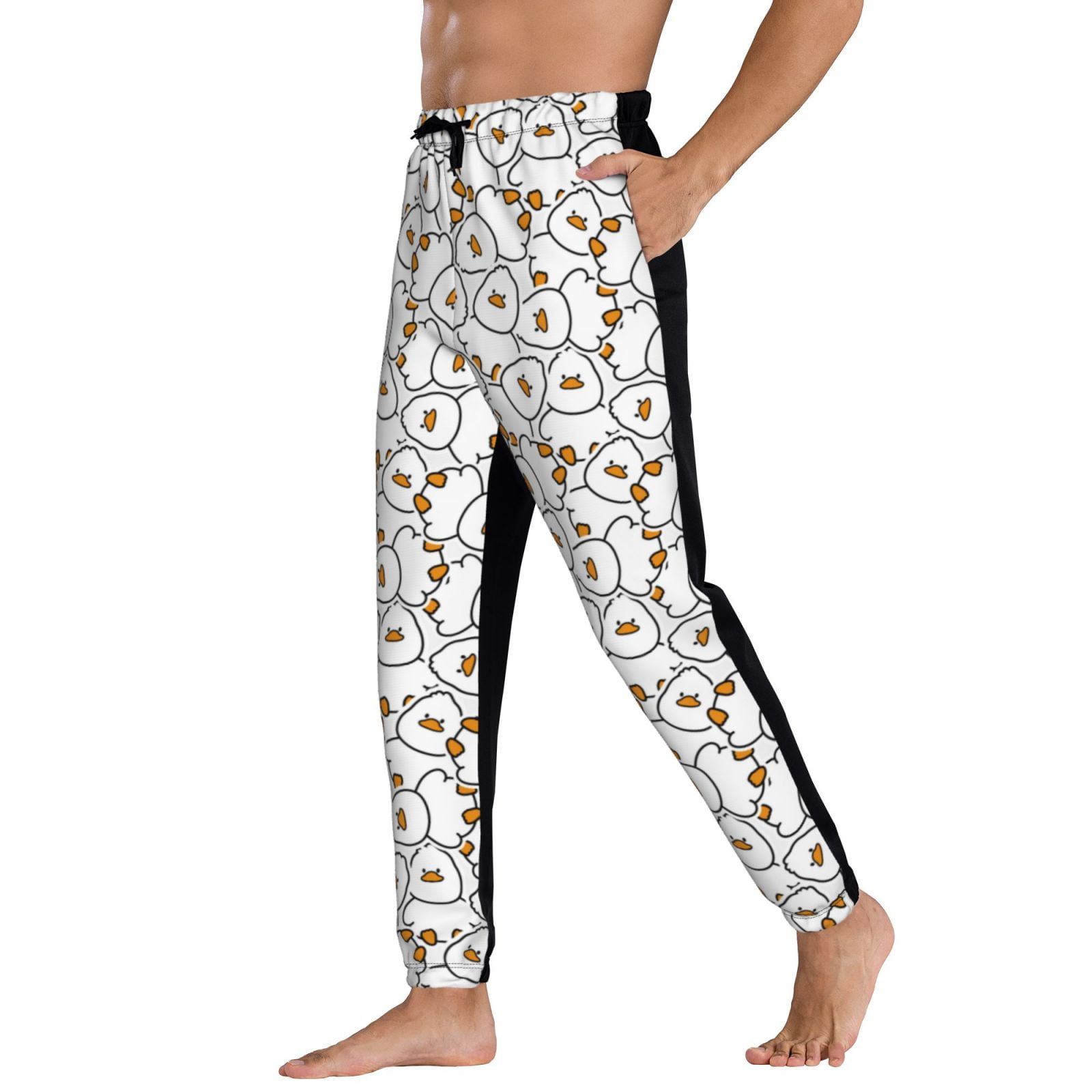 Sweatpants for Men - Simple Lines Cute Duck Adjustable Elastic Band ...