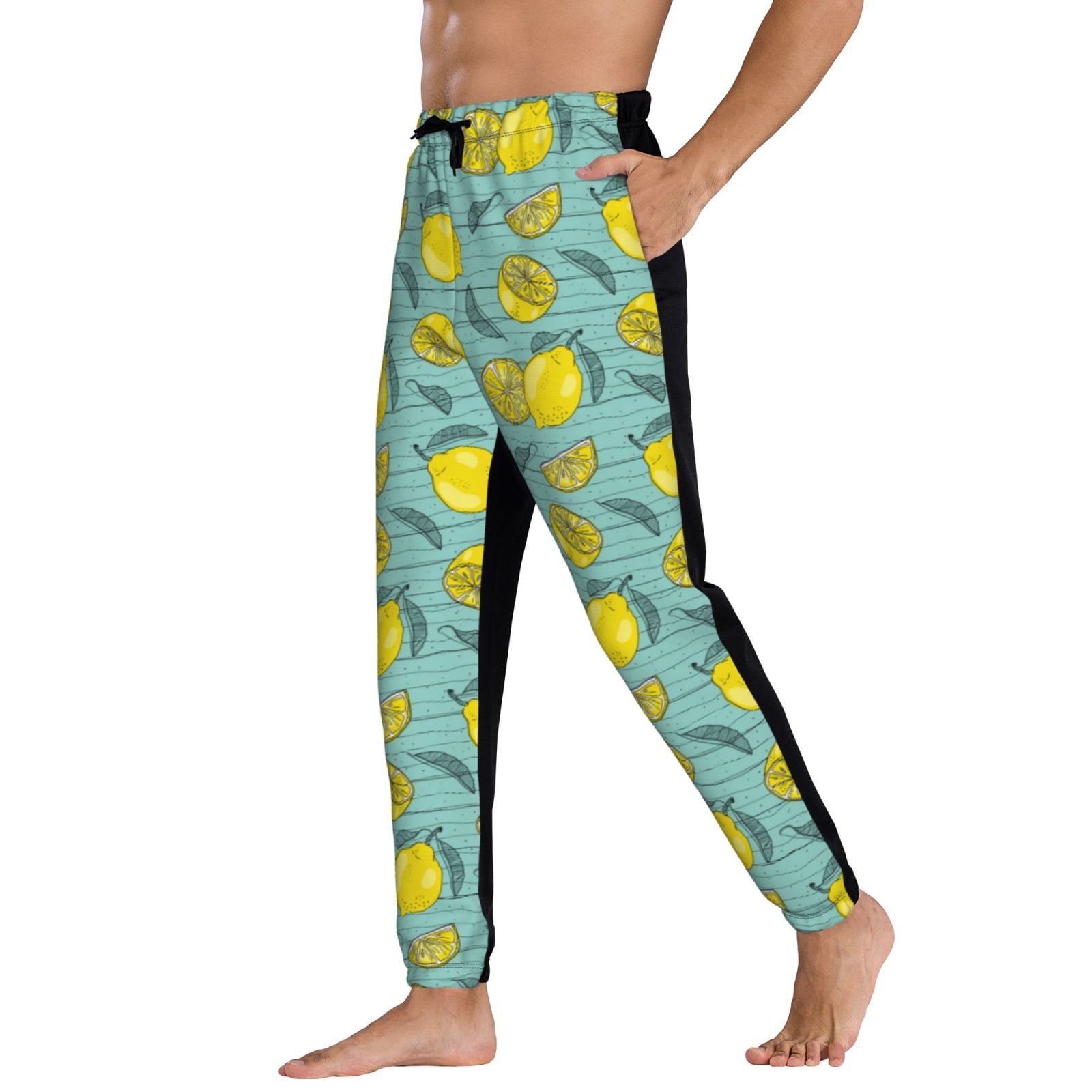 Sweatpants for Men cartoon Lemon yellow Drawstring Workout Jogger with ...