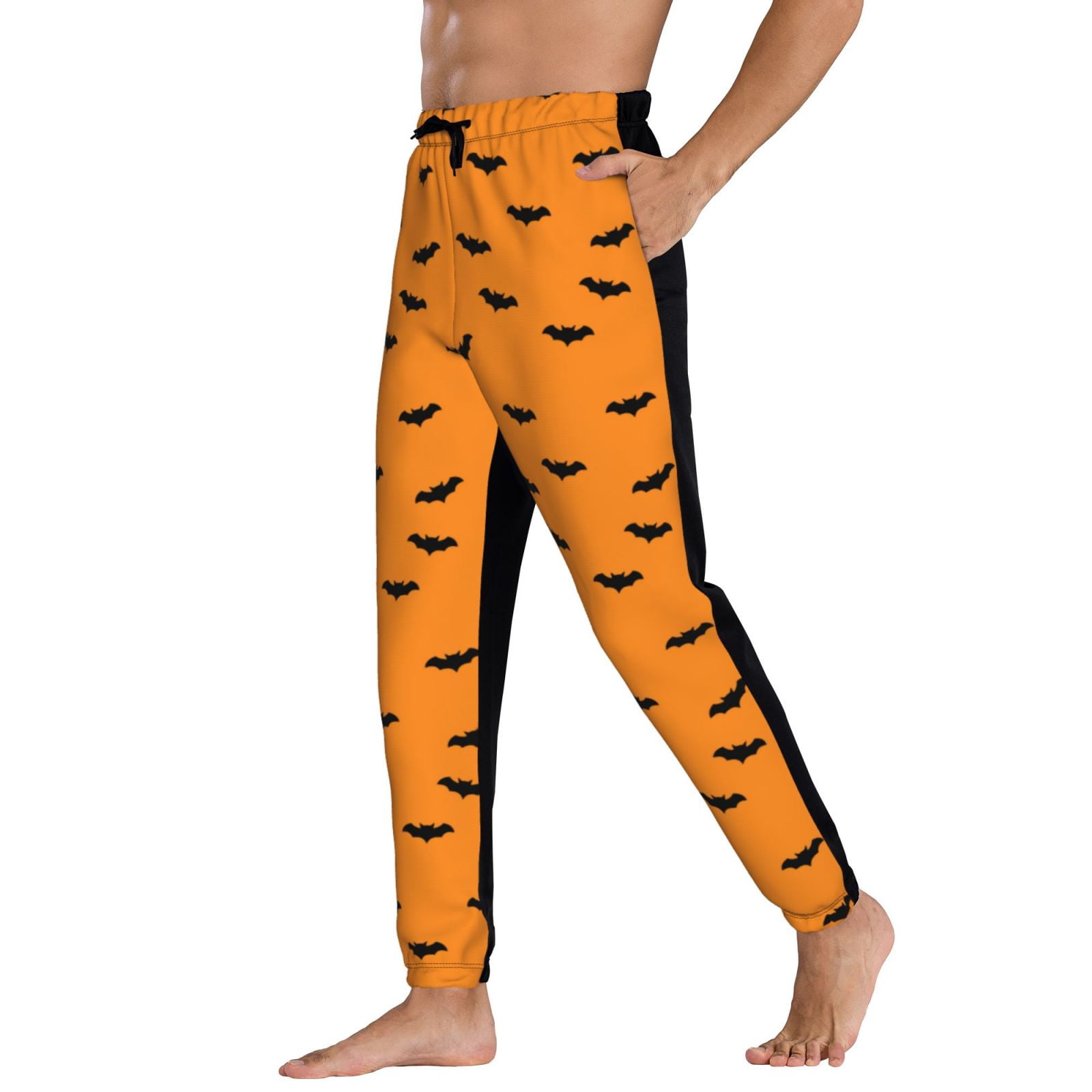 Sweatpants for Men - halloween bat background Adjustable Elastic Band ...