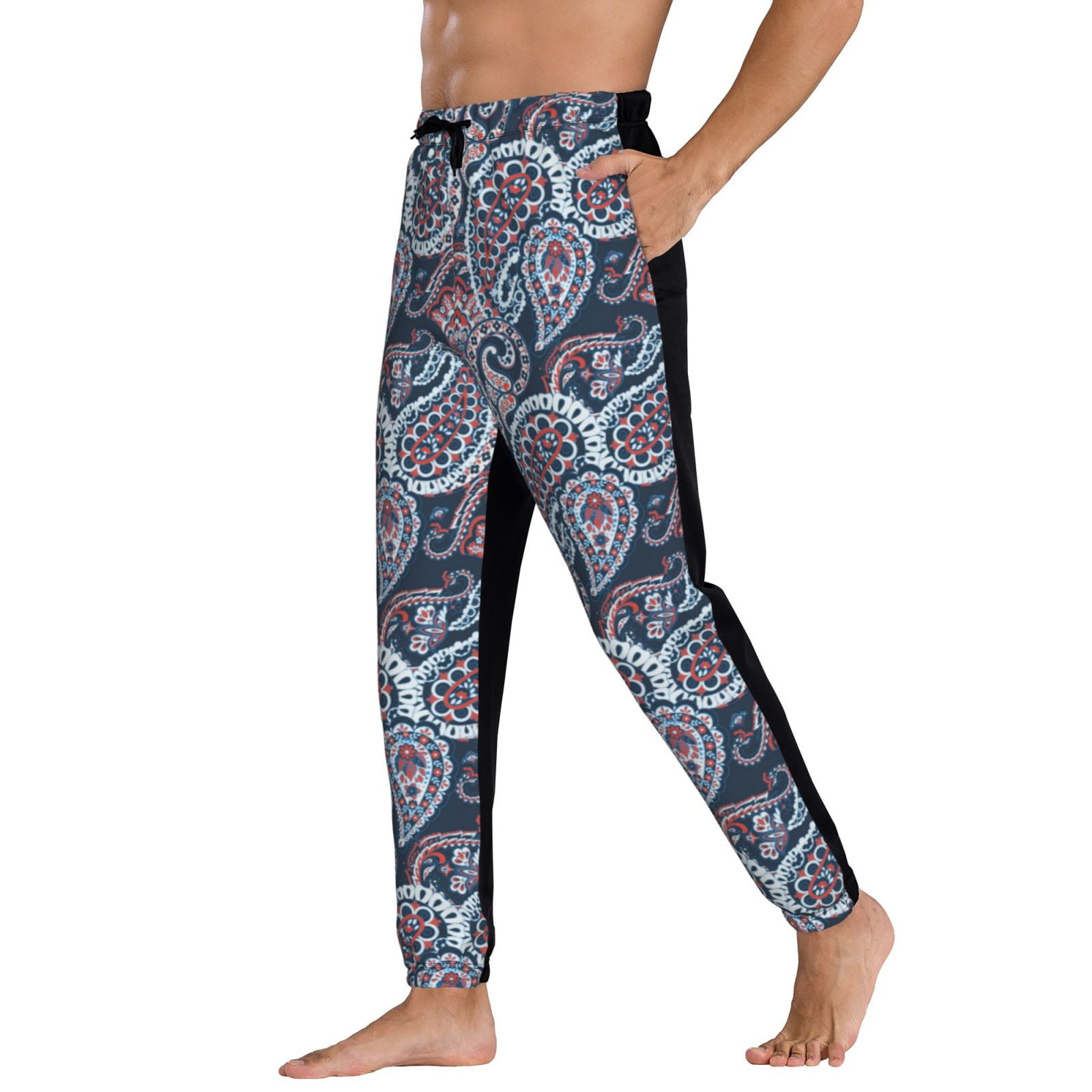 Sweatpants for Men - red Paisley Print Workout Jogger for Men ...