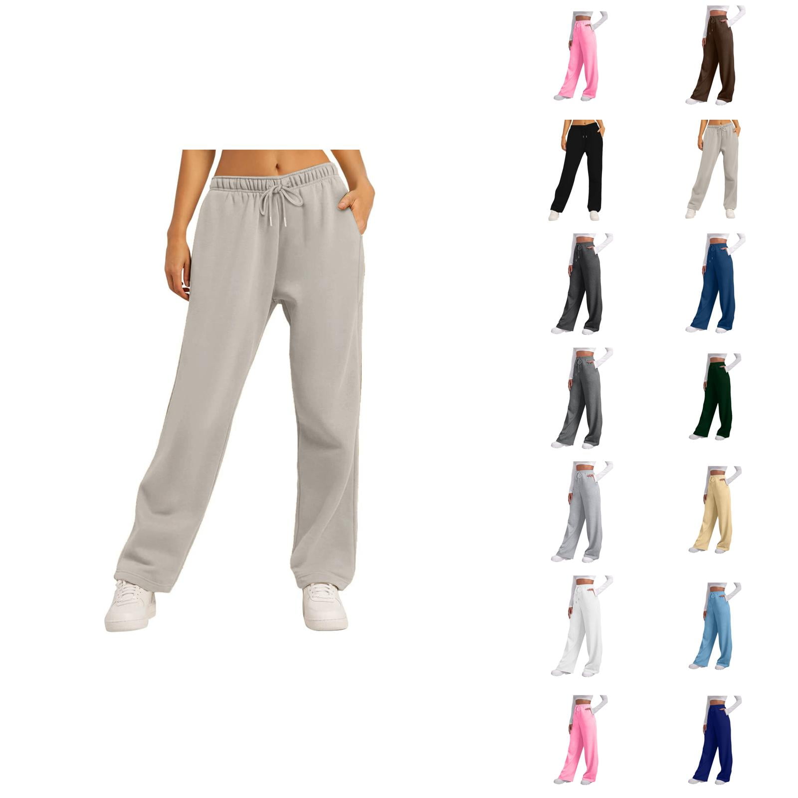 Sweatpants for Women 2025 Fall Winter Elastic High Waist Straight Leg ...