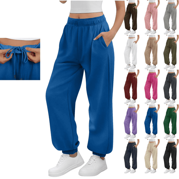 Sweatpants for Women Solid Color Elastic Waist Sports And Leisure Belt ...
