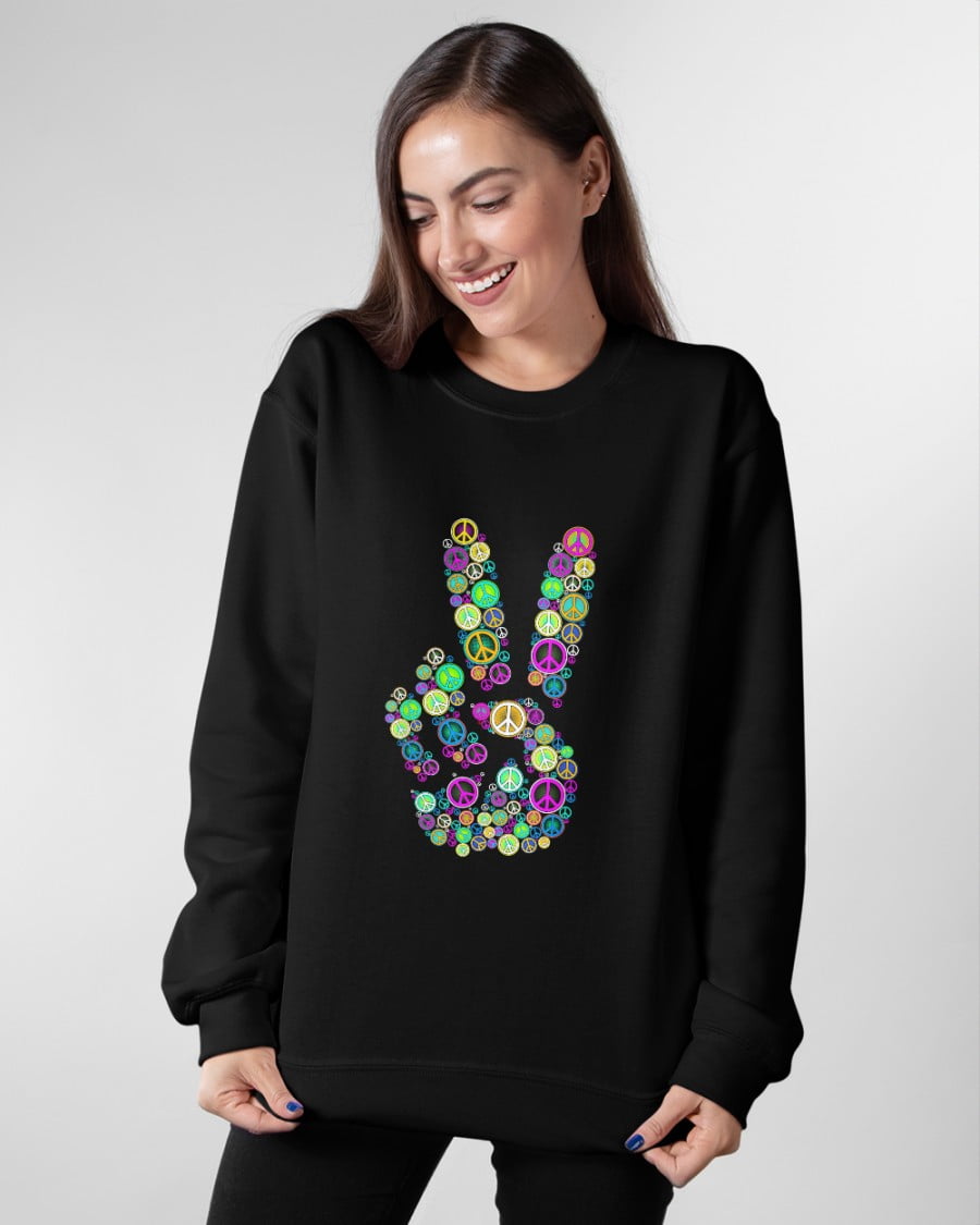 Sweatshirt Daily, Sport, Weekend, VacationPeace Hand Sign Retro 60s 70s ...