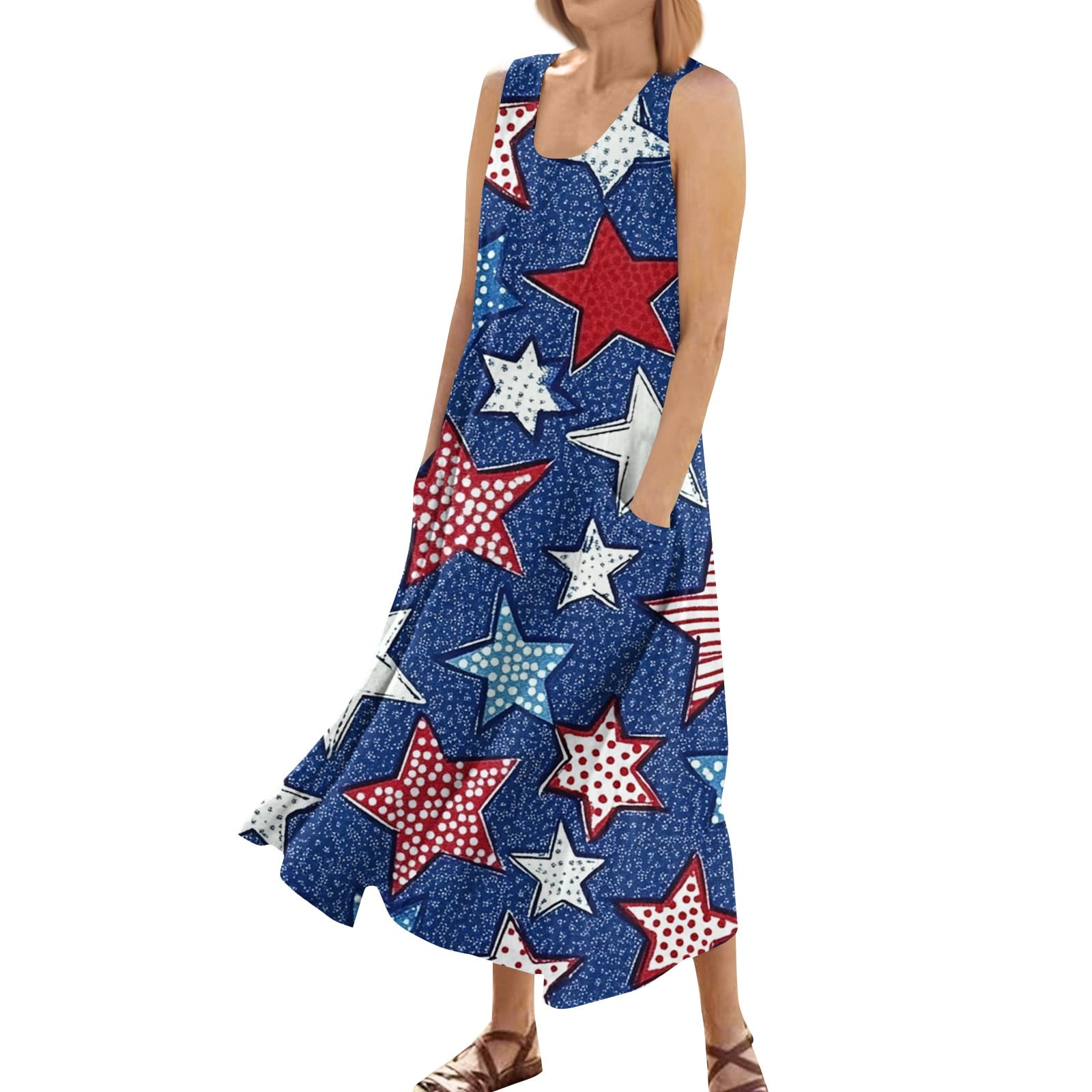 Sweatshirt Dress, 4Th Of July Casual Cotton Sleeveless Round Neck ...