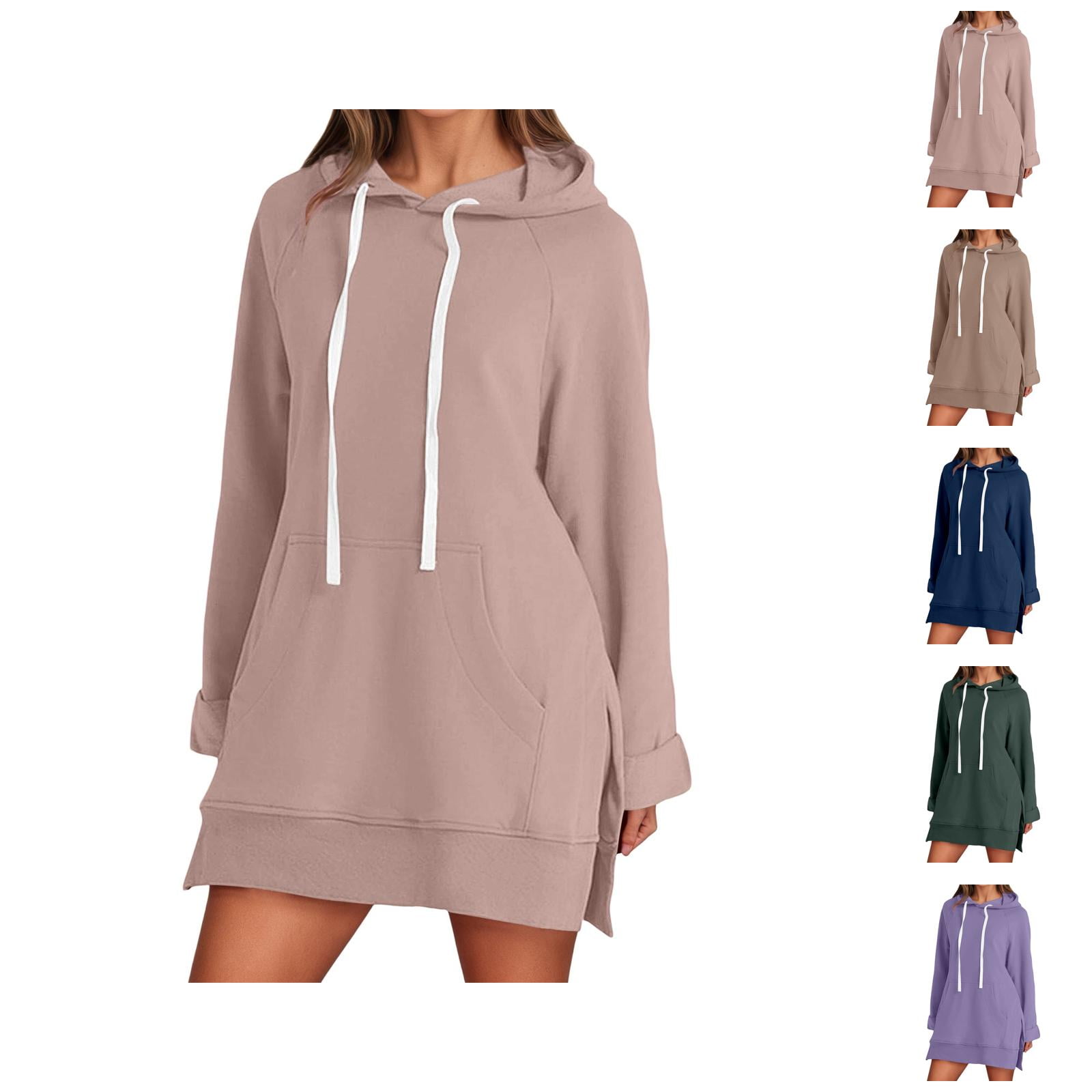Sweatshirt Dresses for Women 2026 Fall Winter Casual Long Sleeve Side ...