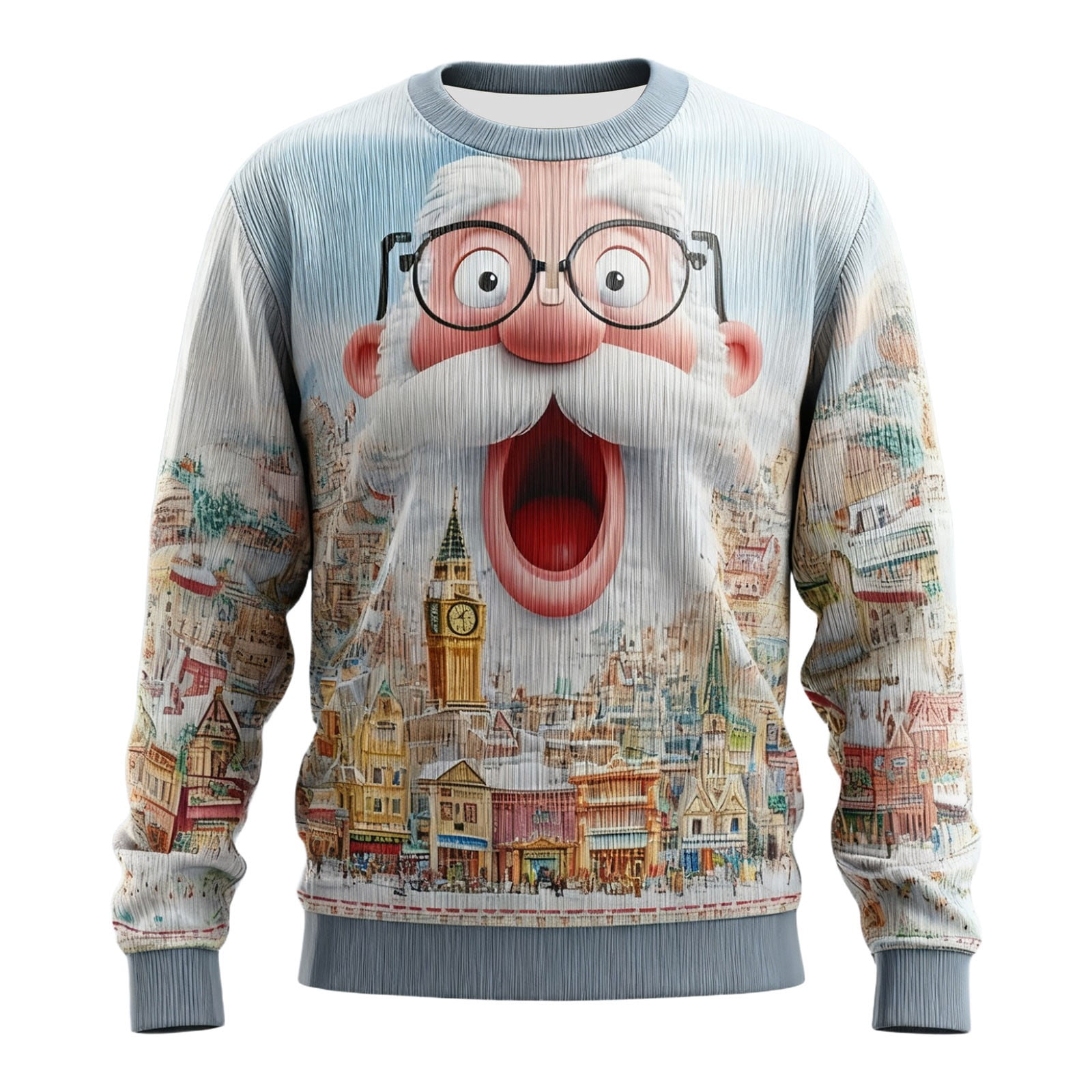 Sweatshirt For Men Mens Santa Claus Hoodie Knit Sweatshirt Themed ...