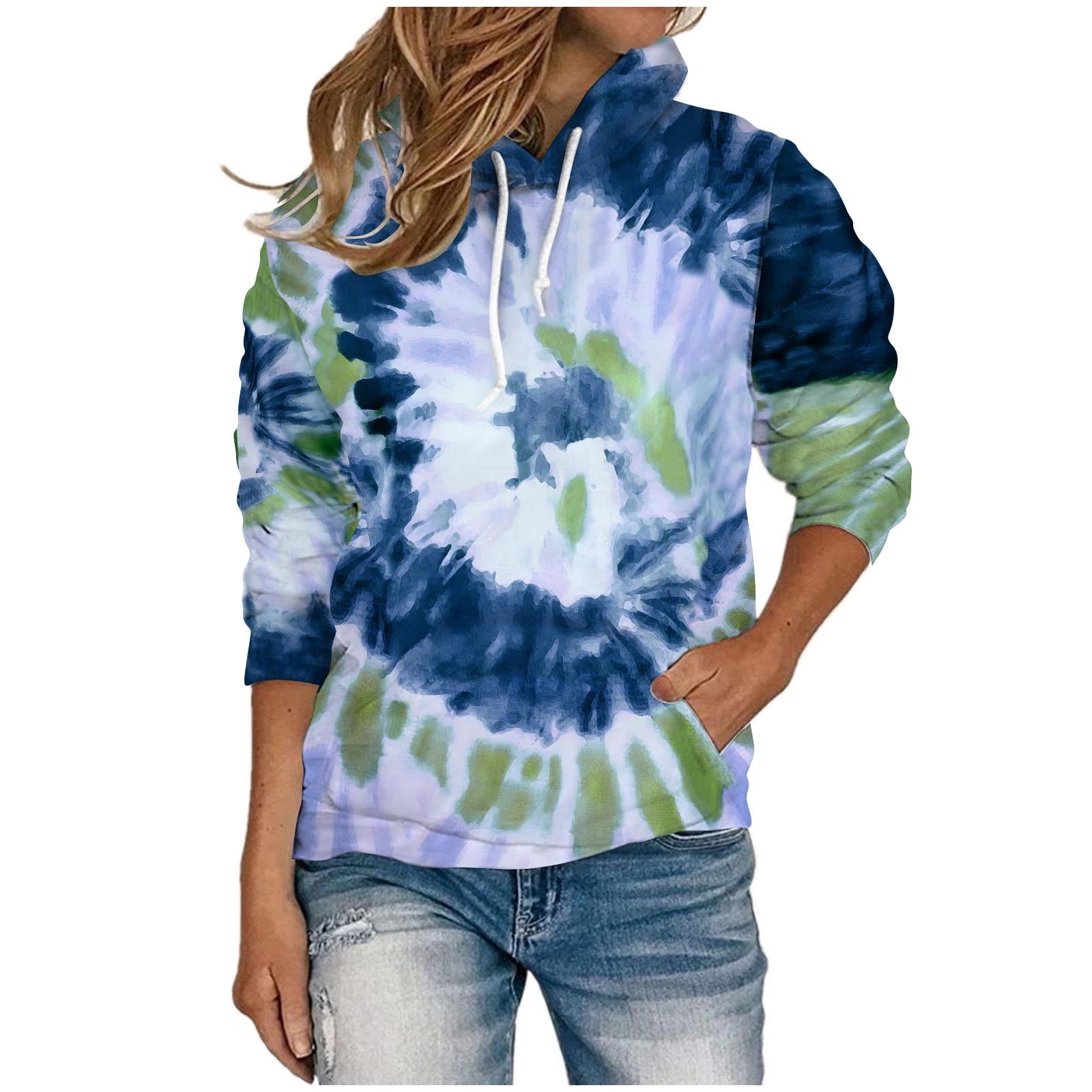 Sweatshirt Hooded Sweatshirt Women Plus Size Tie-Dye Printed Gradient ...