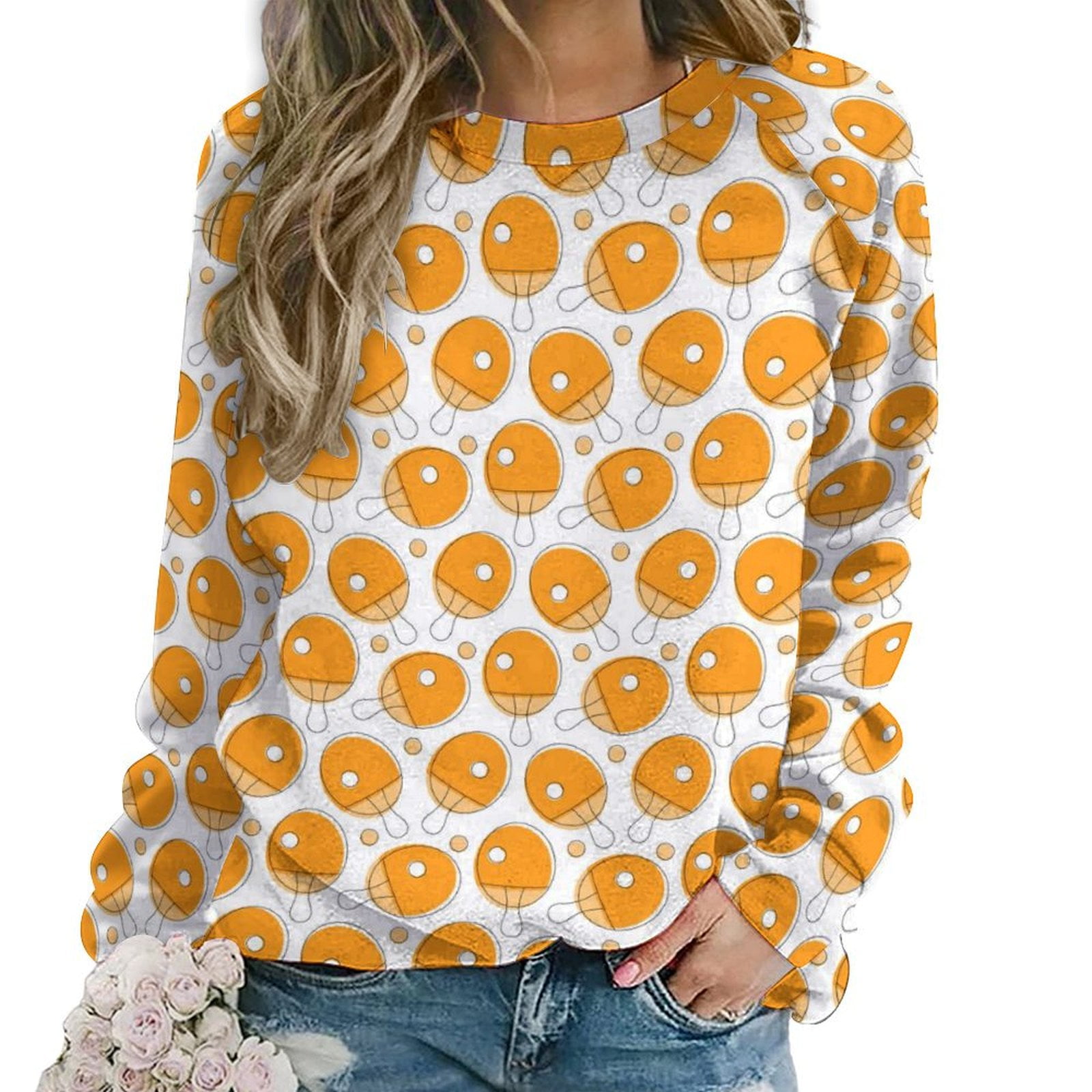 Sweatshirt for Women - Ping-Pong Table Tennis Racket Oversized Crewneck ...