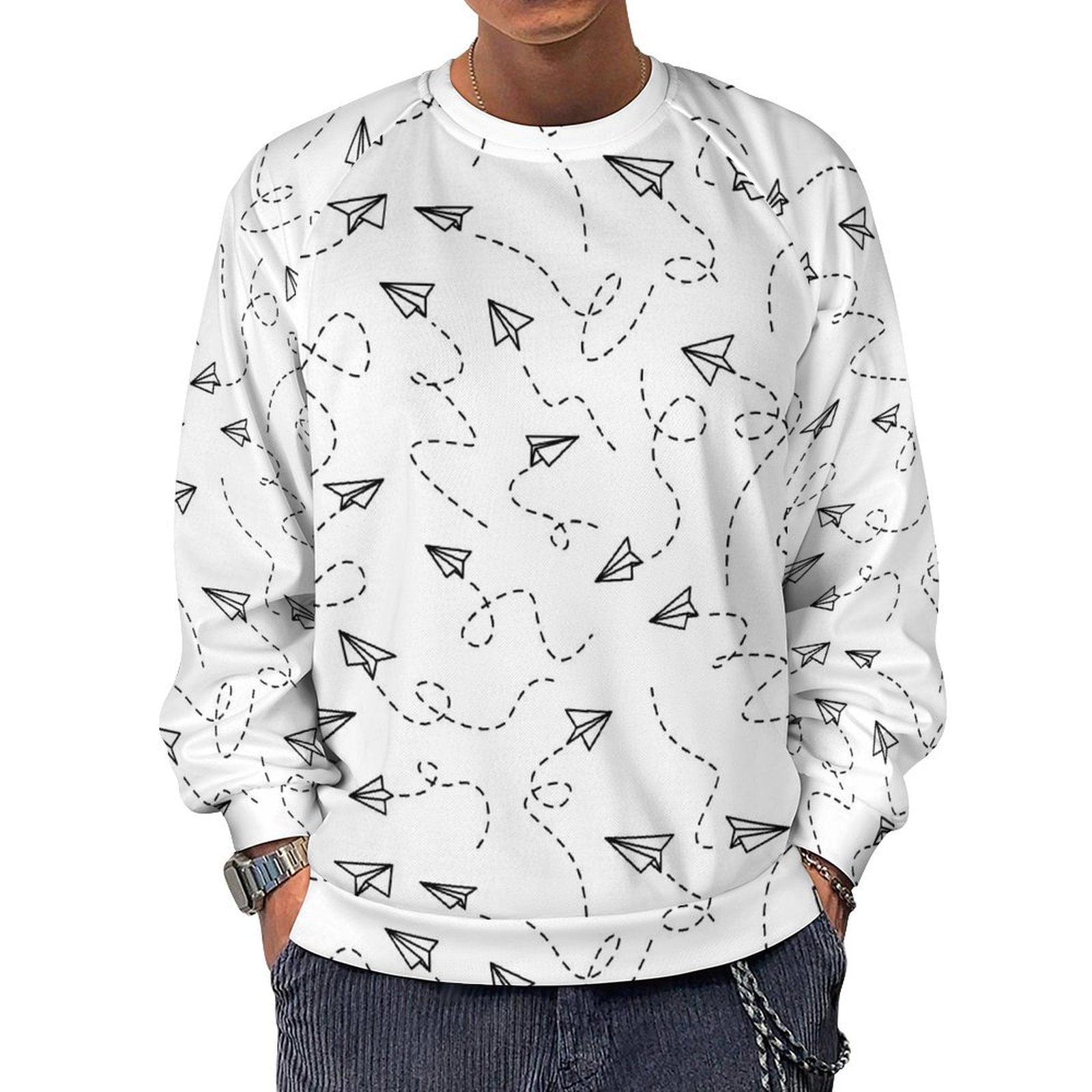 Sweatshirt for Men, Airplane Oversized Crewneck Sweatshirts Mens ...