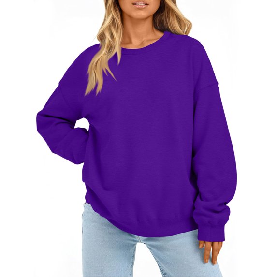 Sweatshirt for Women Oversized Crewneck Long Sleeve Pullover Fleece Top ...