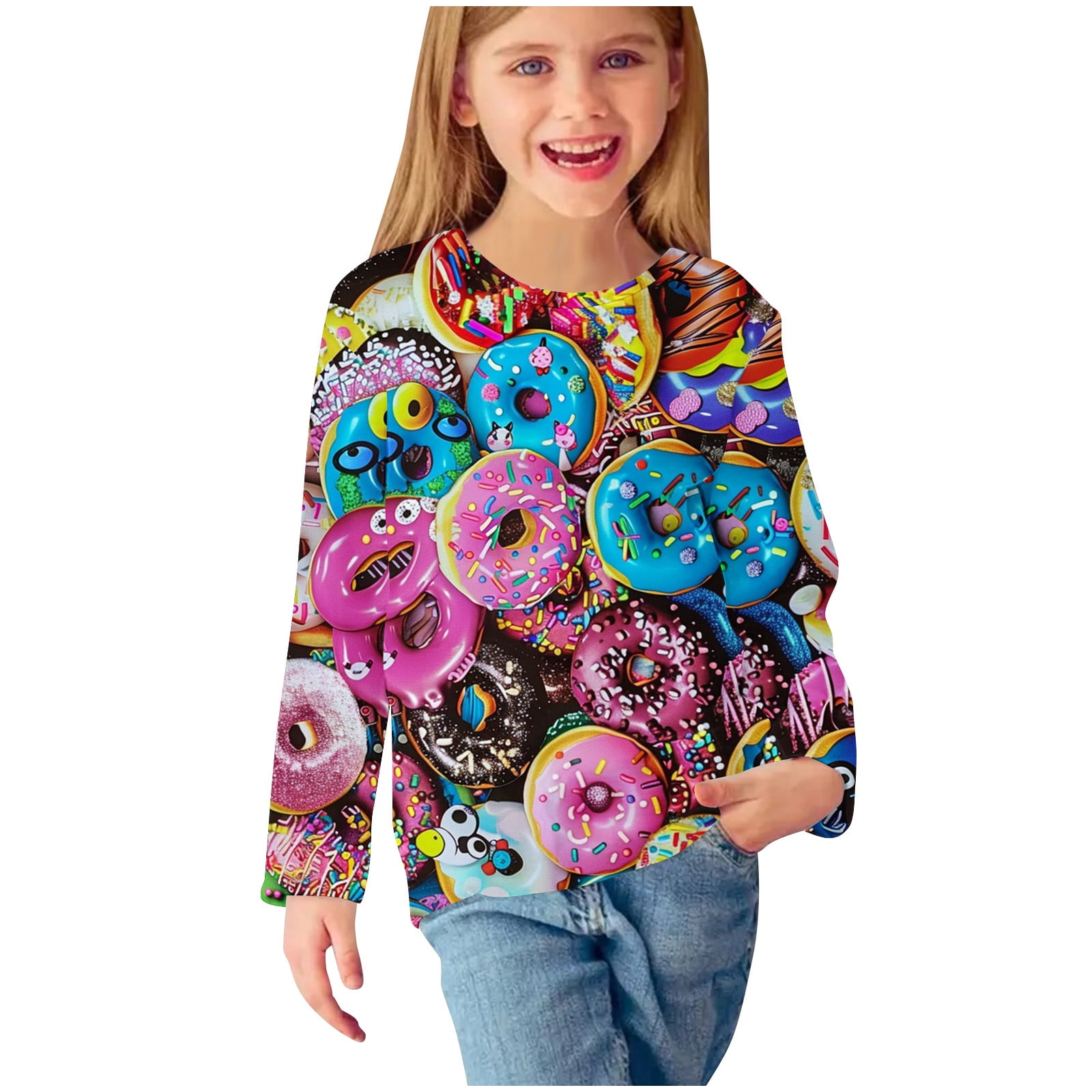 Sweatshirts for Girls 10-12 Long Sleeve 3D Print Cotton Sweatshirt ...