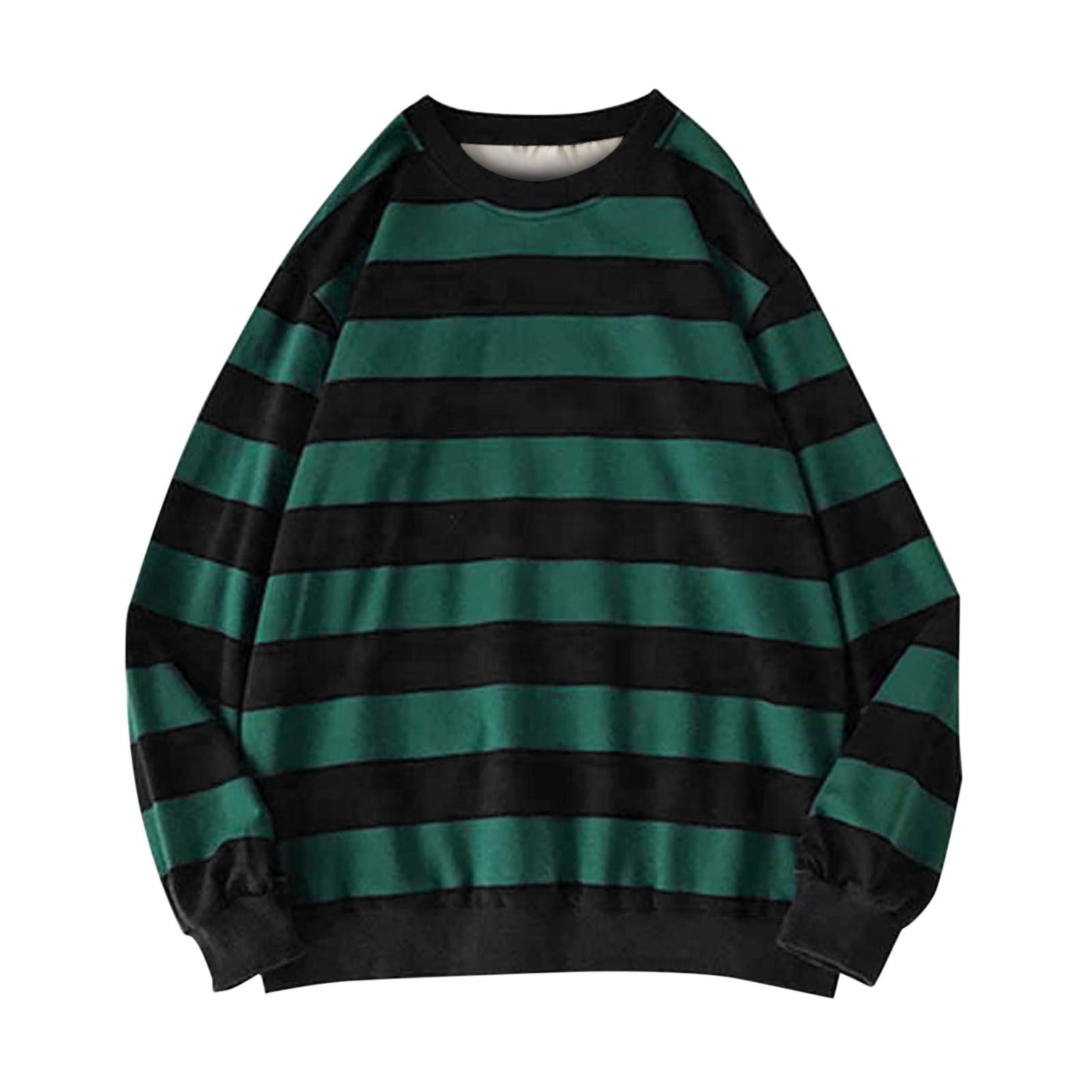 Sweatshirts for Women Crew Neck Loose Striped Long Sleeve Pullover Tops ...