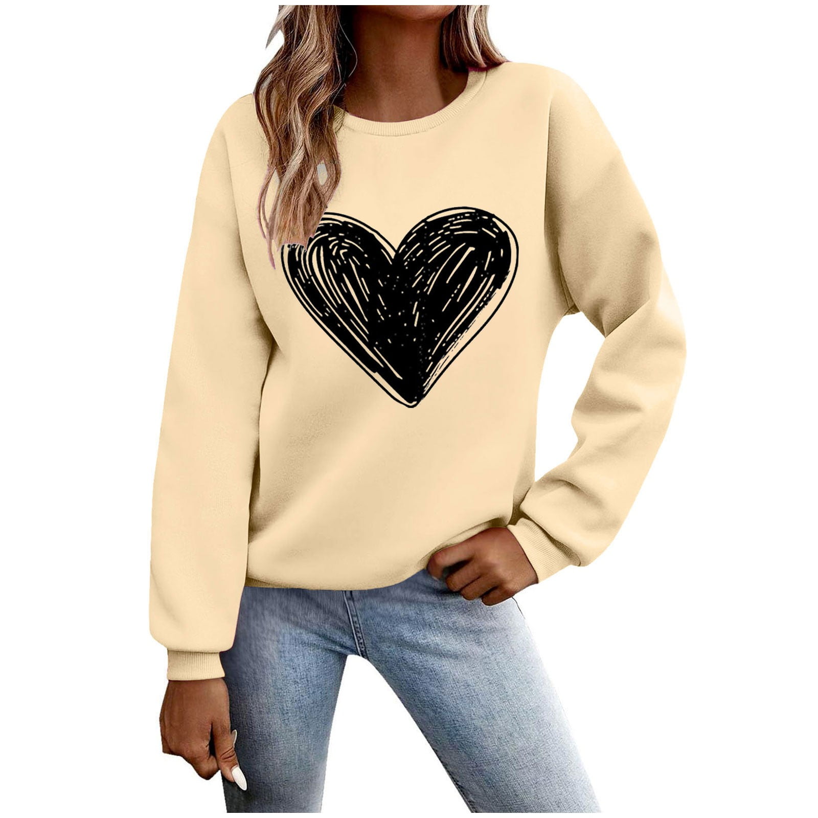 Sweatshirts for Women Crewneck Long Sleeve Loose Fit Tops Printed ...