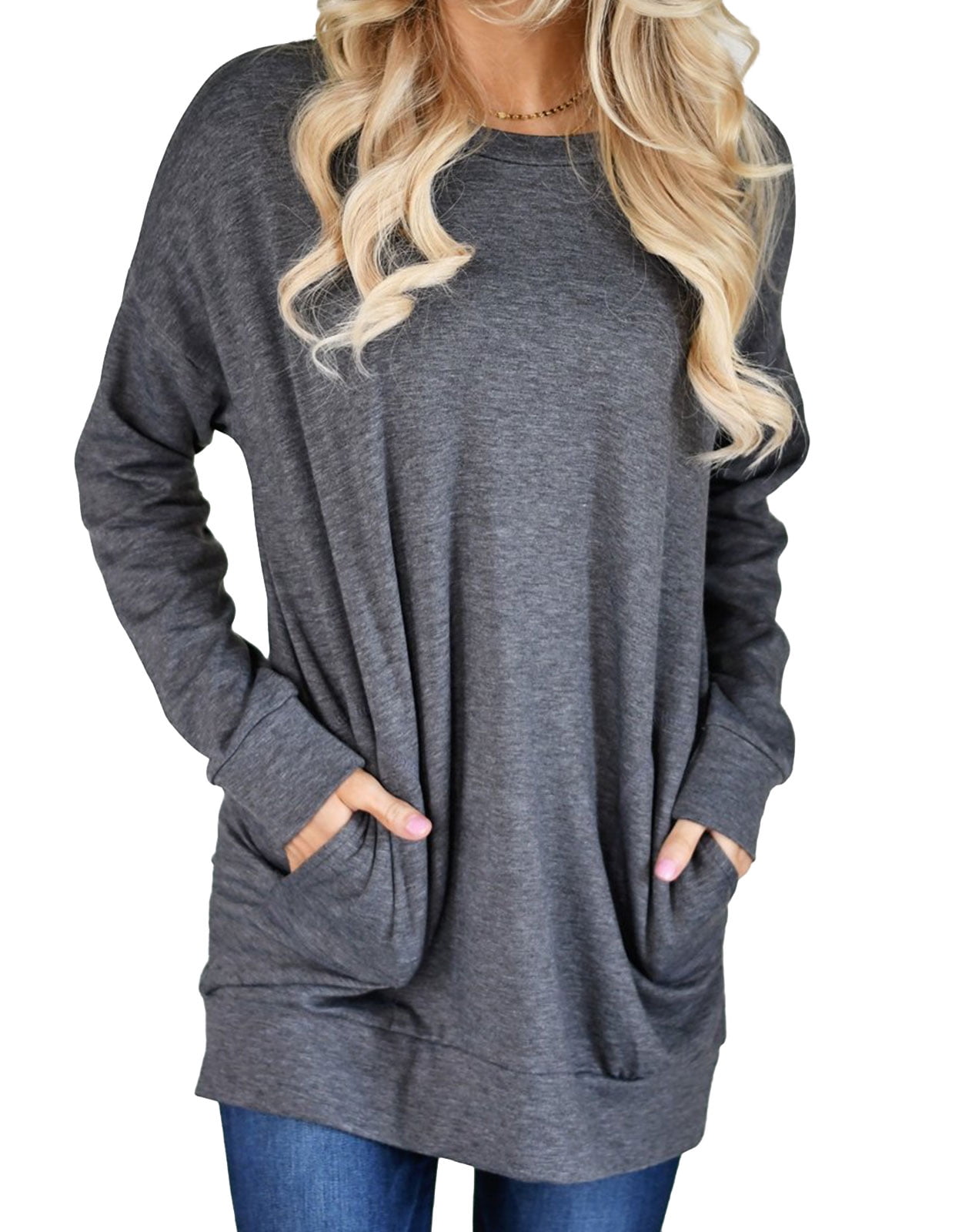 Sweatshirts for Women Loose Fit Tunic Tops Raglan Long Sleeve Oversized Pullover Crewneck ...