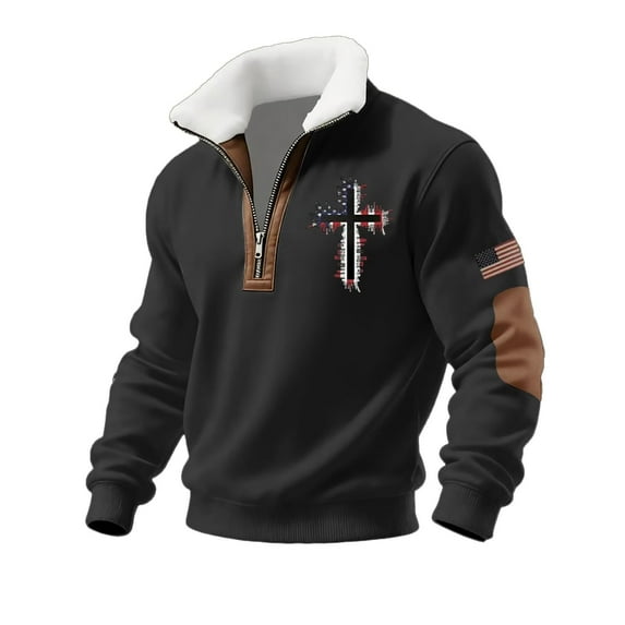 Sweatshirts for Women Unisex Half Zipper Stand Collar Fleece Lined Long ...