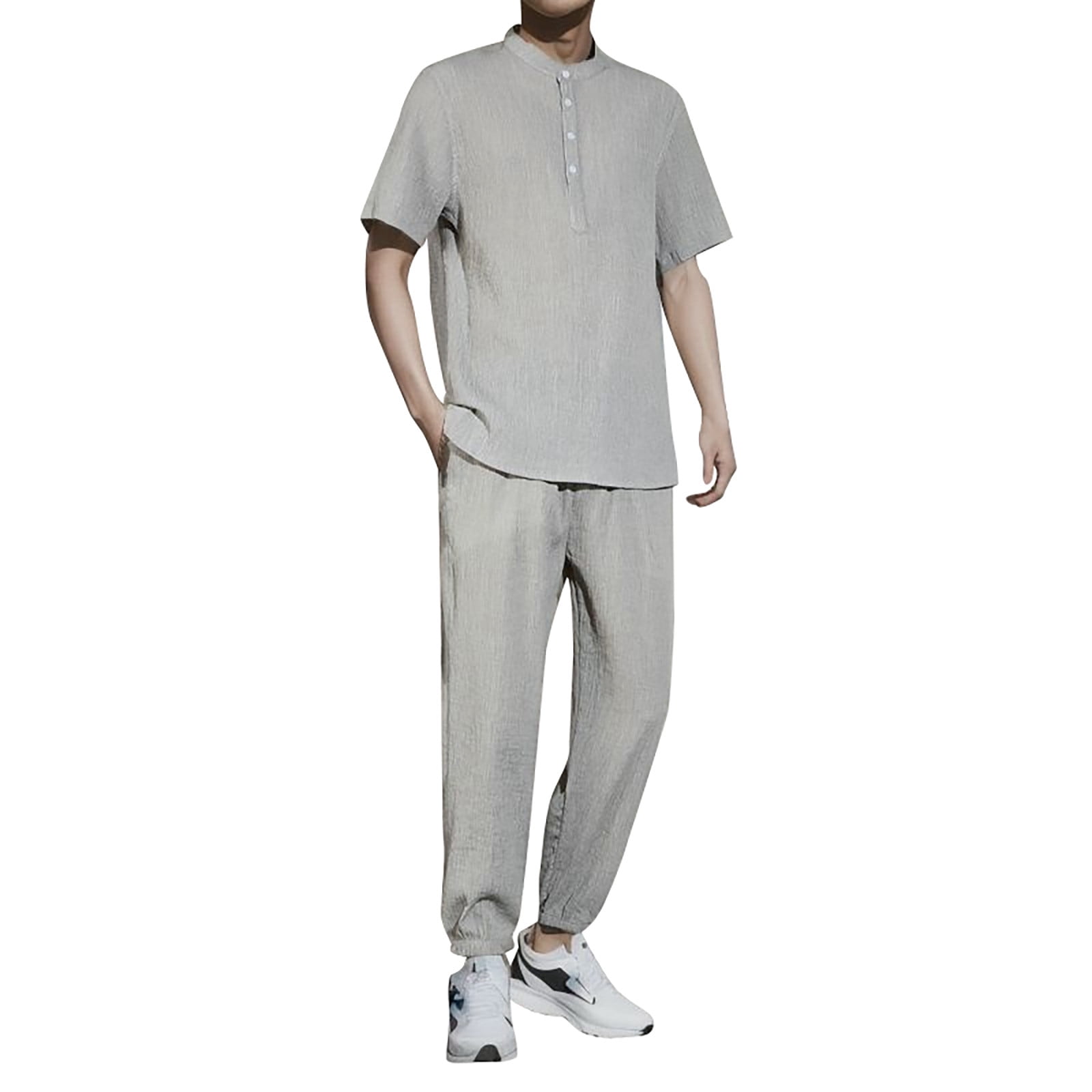 Sweatsuits Mens 2 Pieces Mens 2 Piece Suit Shirt Short Sleeve And Wide
