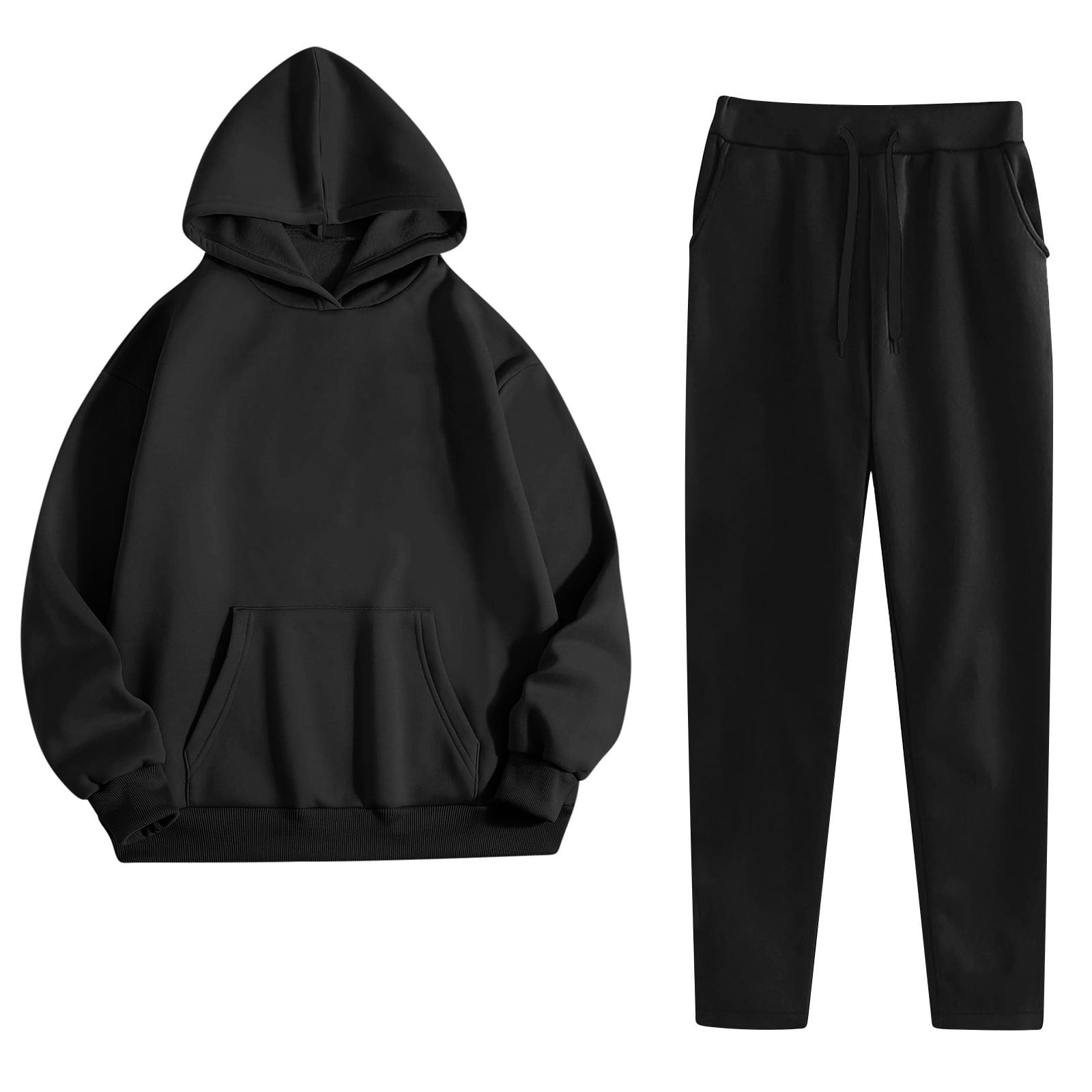 Sweatsuits Women 2 Piece Cotton Jogging Outfits 4 Pockets Hoodie and ...
