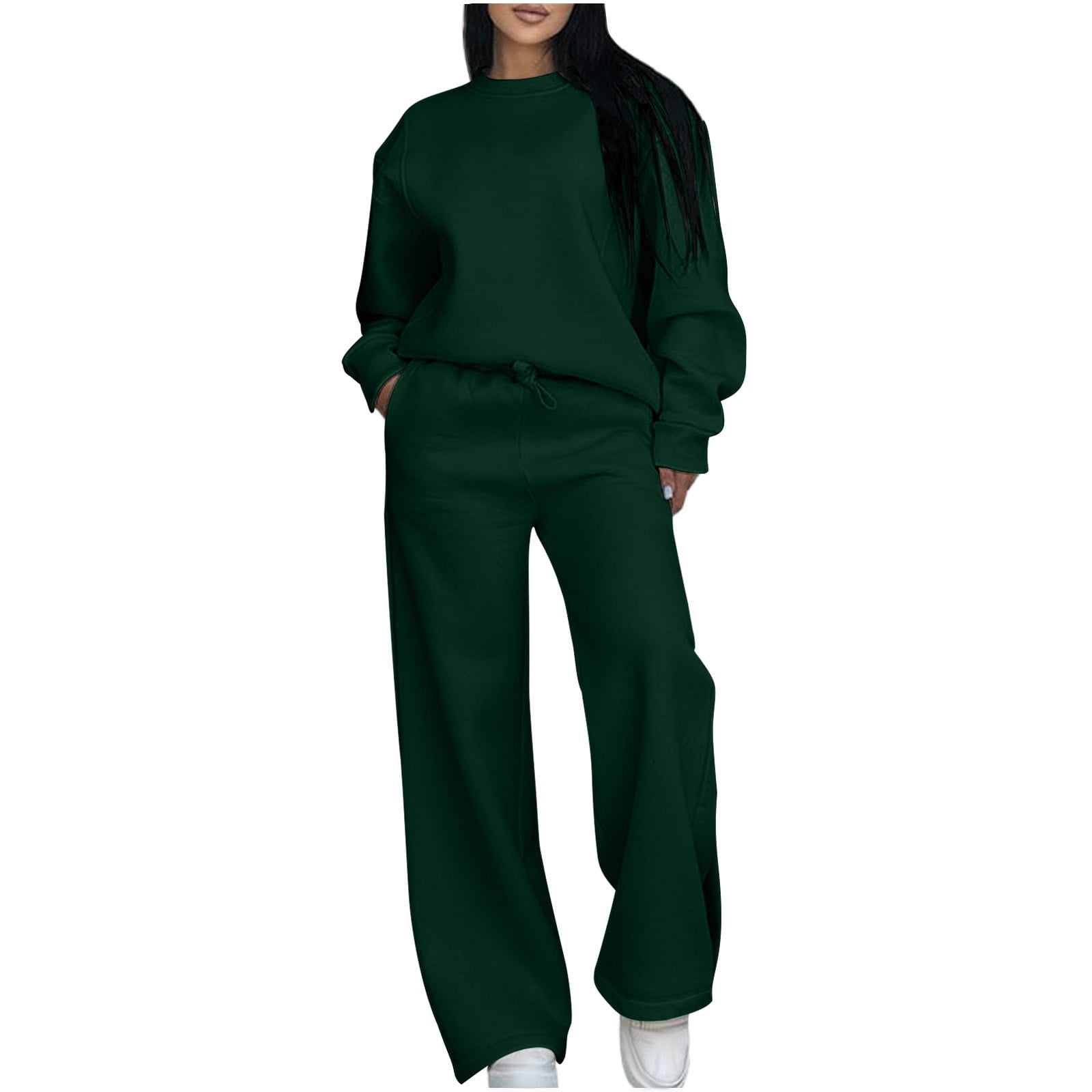 Sweatsuits Women 2 Piece Pant Sets Baggy Crewneck Pullover Sweatshirt ...