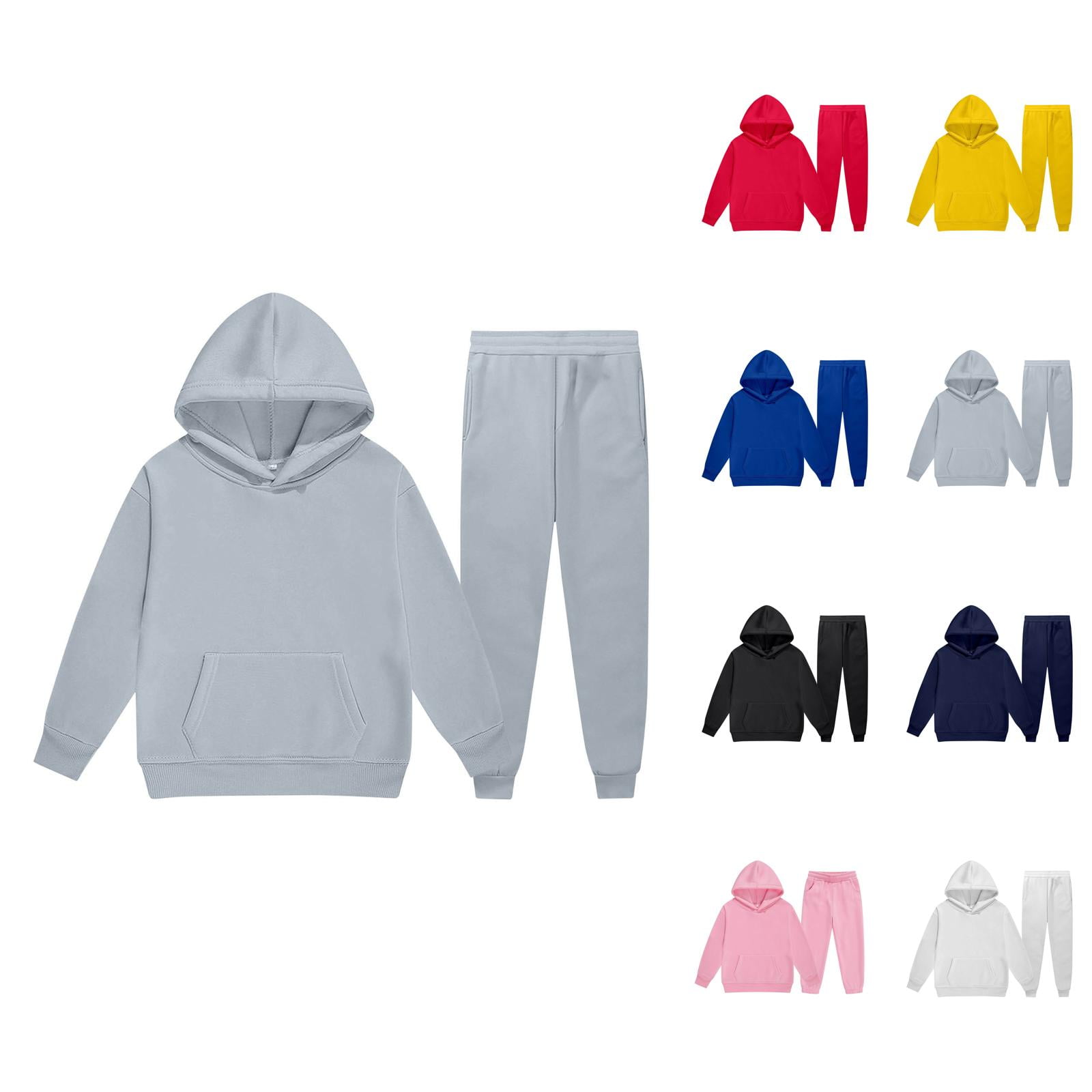 Sweatsuits for Girls Boys 2026 Solid Color Sweatshirt 2 Piece Matching ...