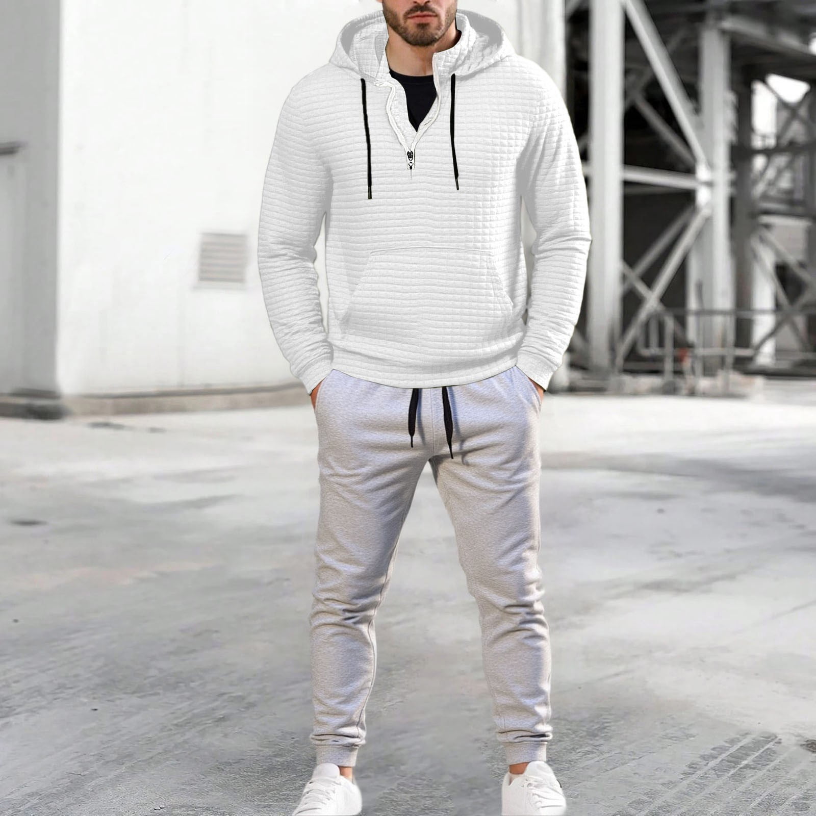 Sweatsuits for Men Athletic Full Zip Tracksuit Jacquard Jogging Set ...