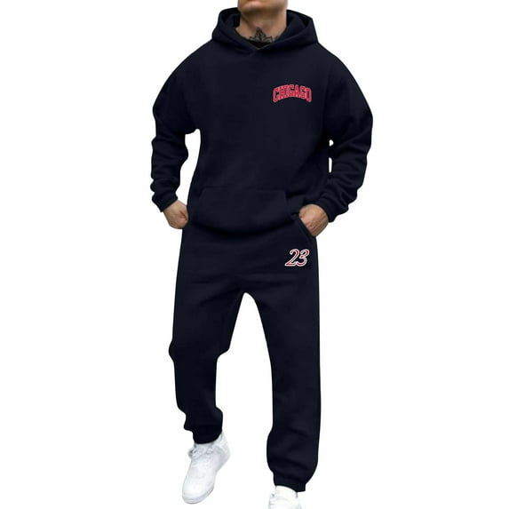 Sweatsuits for Men Set 2 Piece Letter Graphic Hoodie Sweatshirt and ...