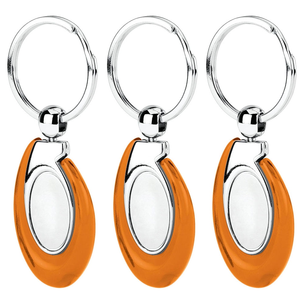 Sweda Acrylic Drop Keychains - Orange Fob with Metal Center - Lot of 3 ...