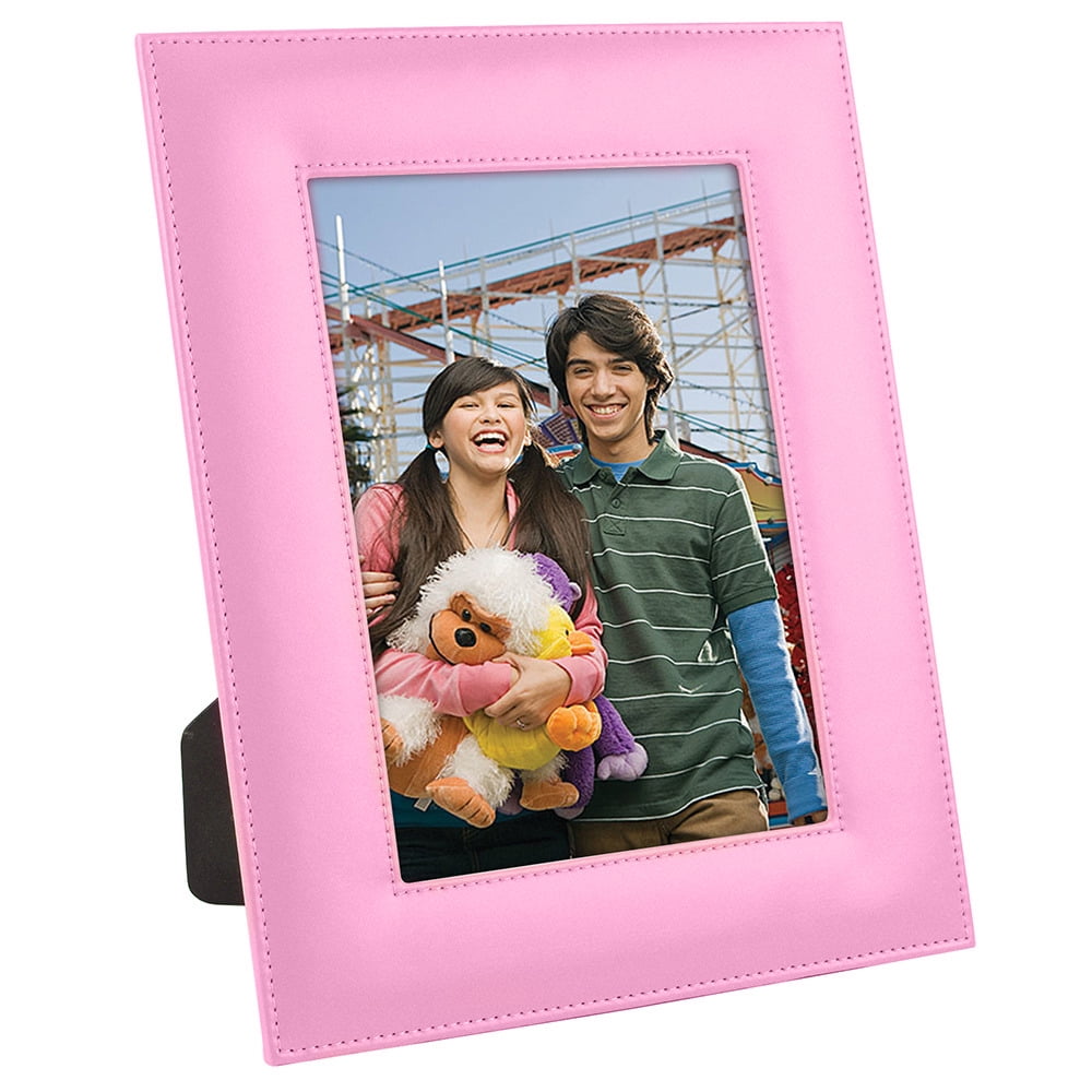 Sweda Pink Faux Leather 5" x 7" Photo Frame, for Wedding, Anniversary ...