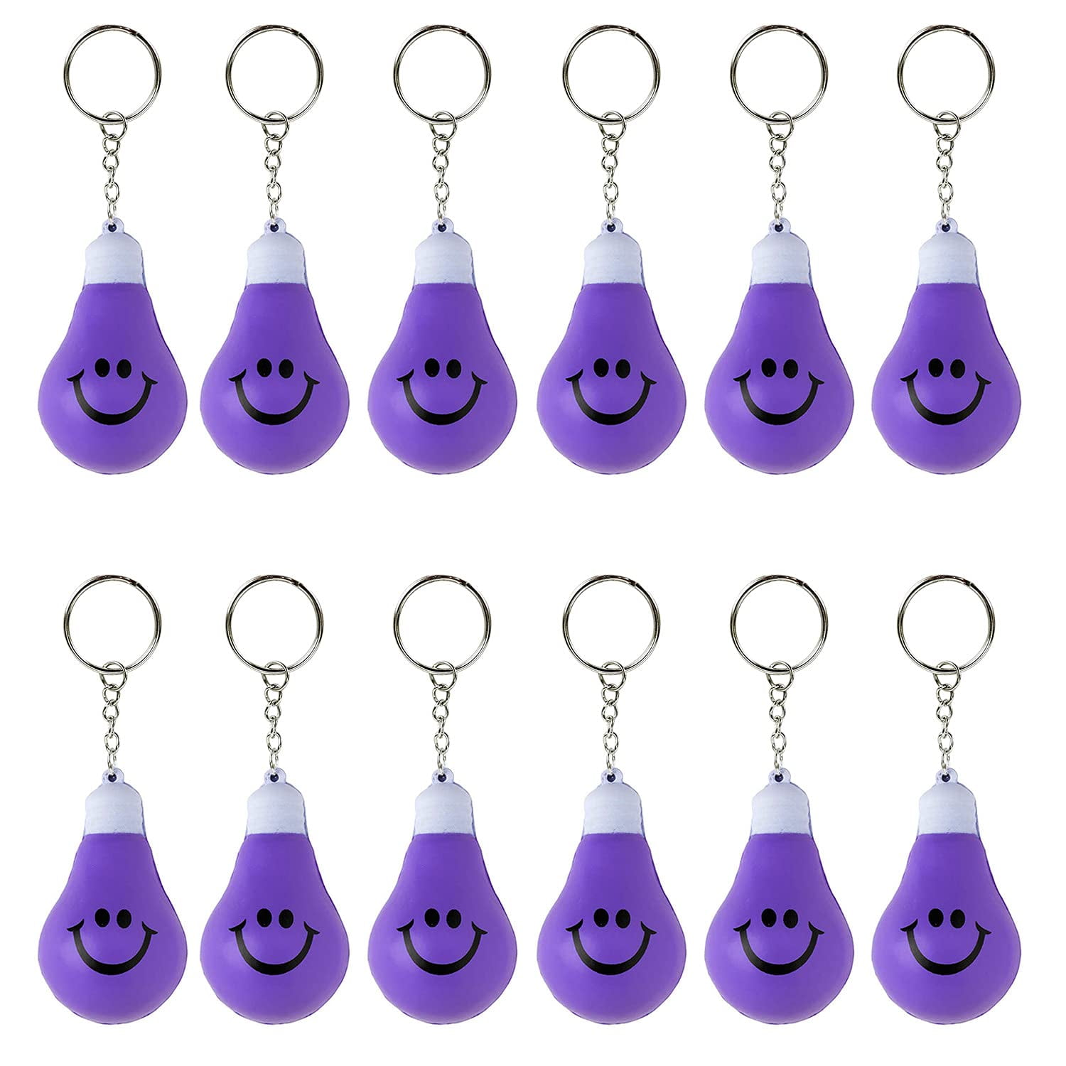 Sweda Smiley Face Key Chain, Stress Relief Light Bulb Shaped Keychain ...
