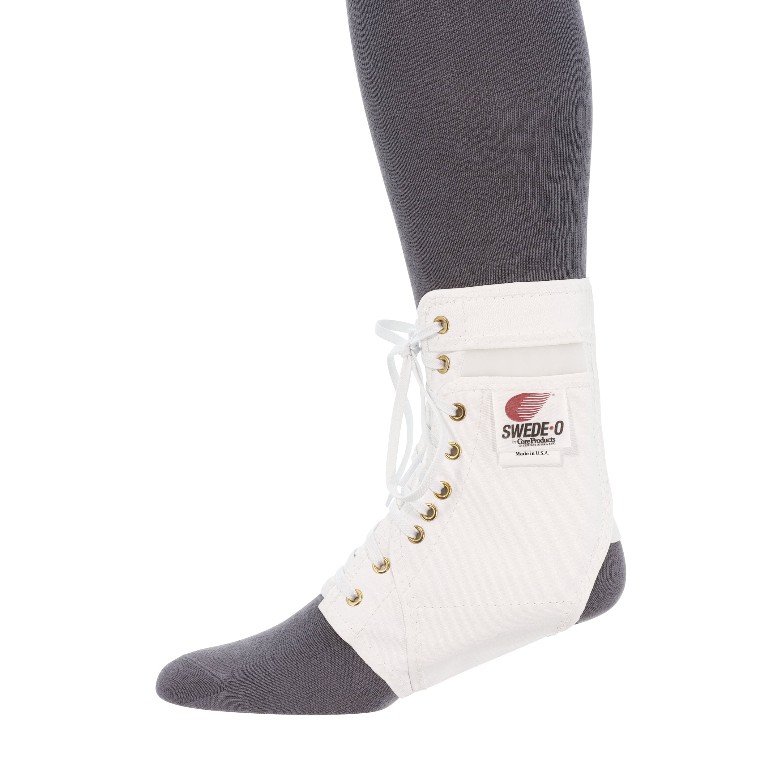 Swede-O Ankle Lok Reinforced Laced Ankle Brace for Sports, White, Large ...