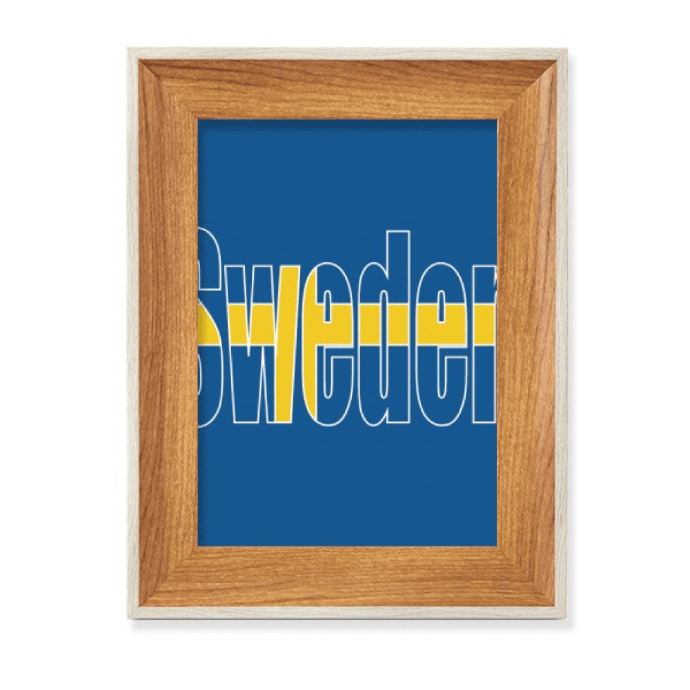 Sweden Country Flag Name Desktop Wooden Photo Frame Display Picture Art ...