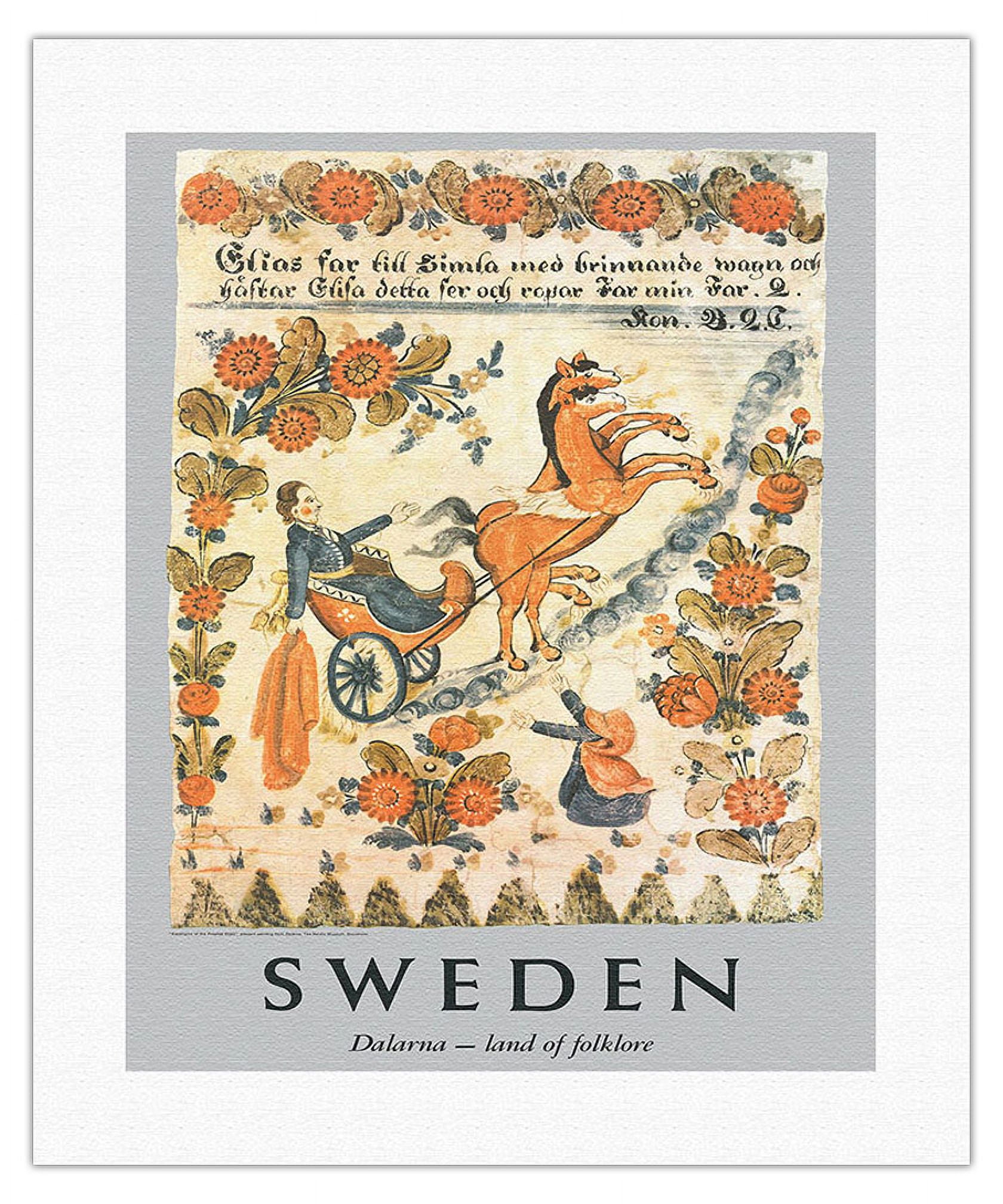 Sweden - Dalarna Land of Folklore - Ascension of the Prophet Elijah - Vintage Travel Poster c ...