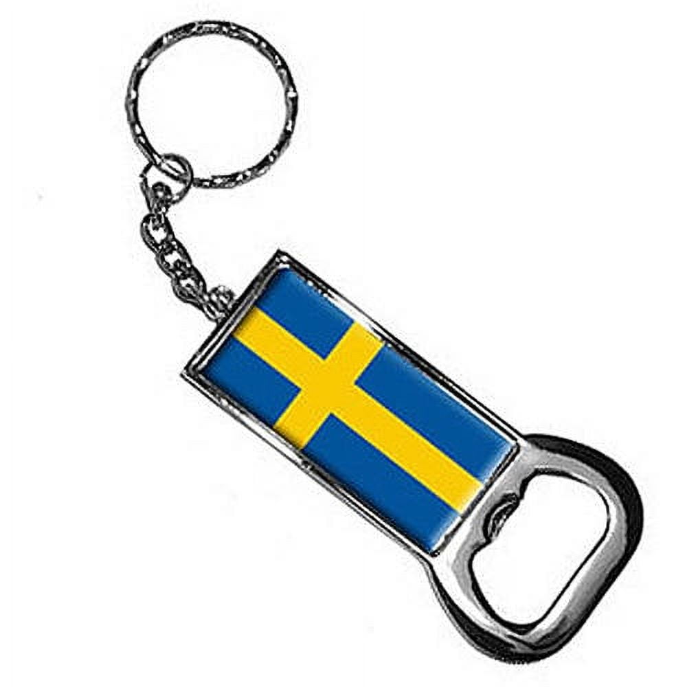 Sweden Flag Keychain Key Chain Ring Bottle Bottlecap Opener - Walmart.com