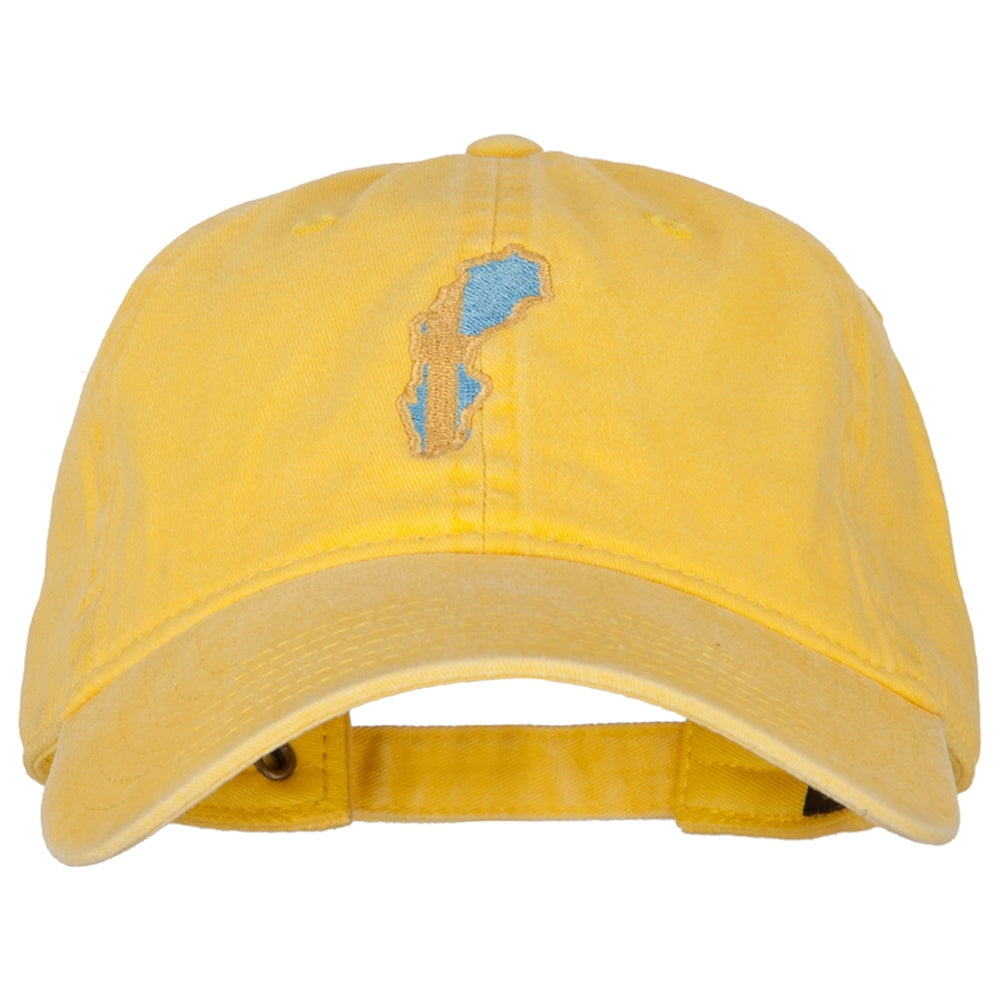 Sweden Flag Map Embroidered Washed Cotton Twill Cap - Bright Yellow ...