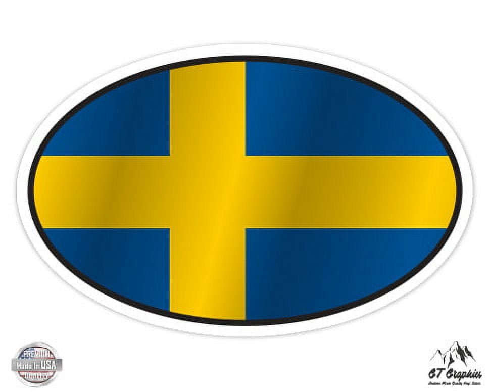 Sweden Flag Oval - 12" Vinyl Sticker Waterproof Decal - Walmart.com