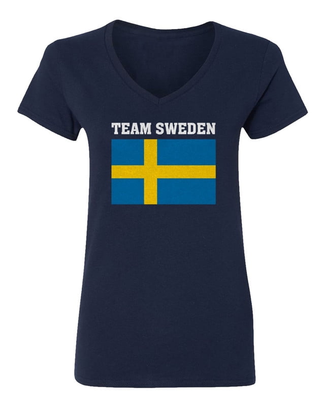 Sweden Flag Team Support 2024 Gold Medal Tribute Ladies' V-Neck Tshirt ...