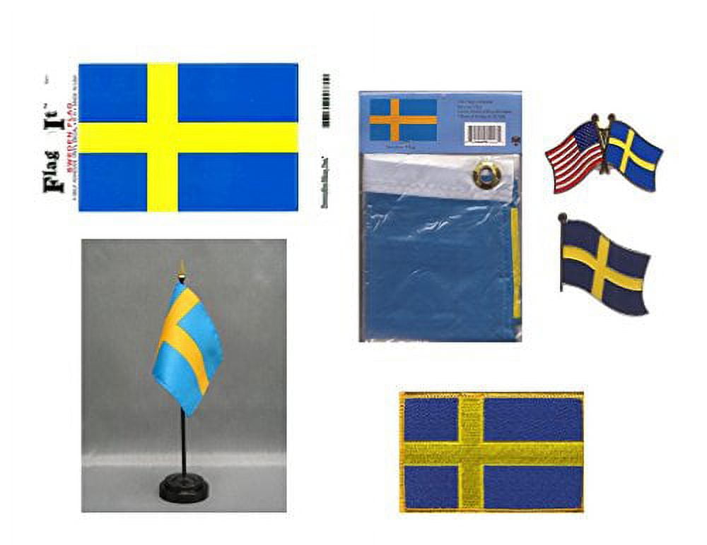 Sweden Heritage Flag Pack - Includes a Swedish 3x5' Flag, Vinyl Flag ...