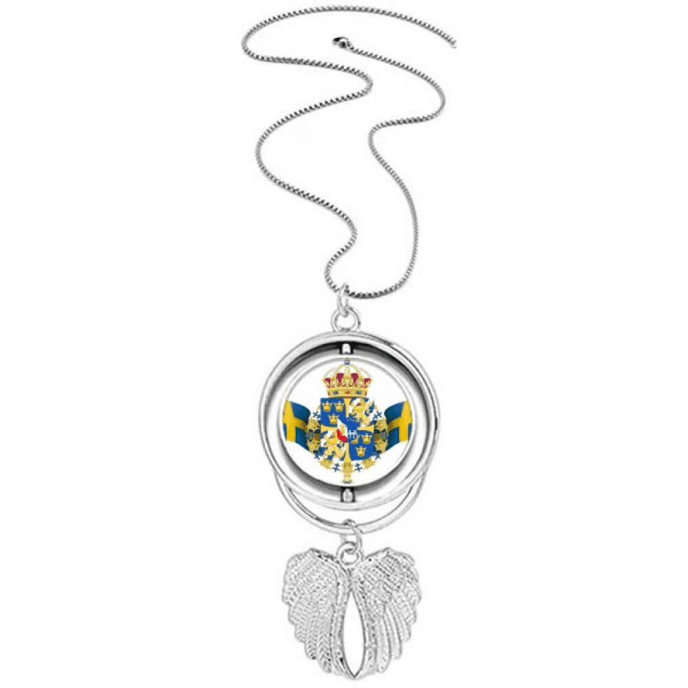 Sweden National Emblem Country Symbol Pendant Angel Wings Rotating ...