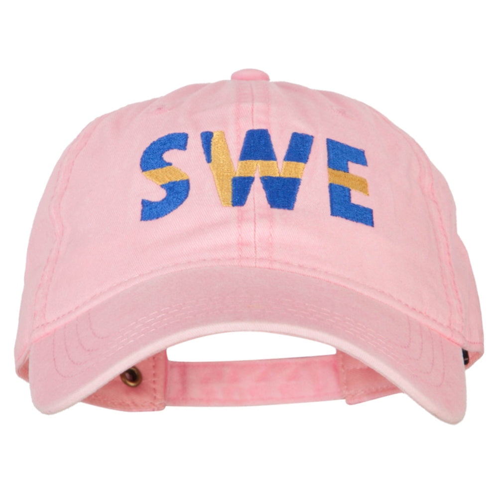 Sweden SWE Flag Embroidered Washed Cotton Twill Cap - Pink OSFM ...
